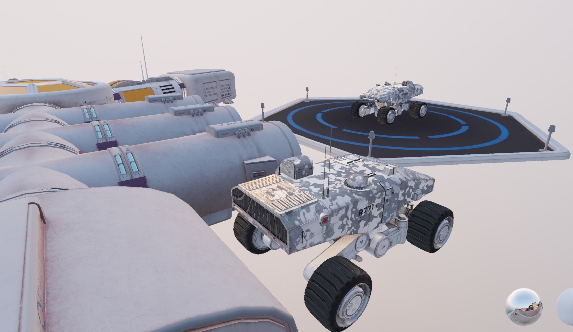 3D model Full Space Mars Colony Scene SI-FI and Military Vehicle Rover ...