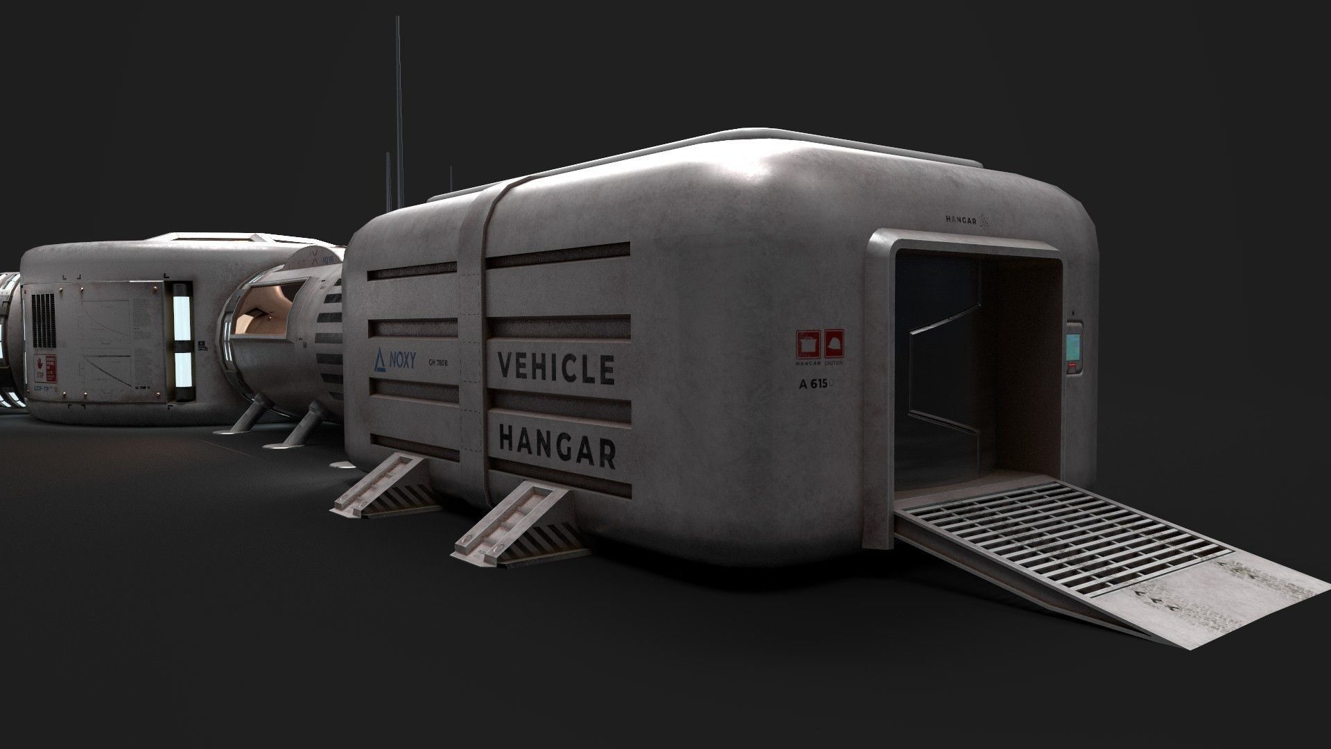 3D model Full Space Mars Colony Scene SI-FI and Military Vehicle Rover ...