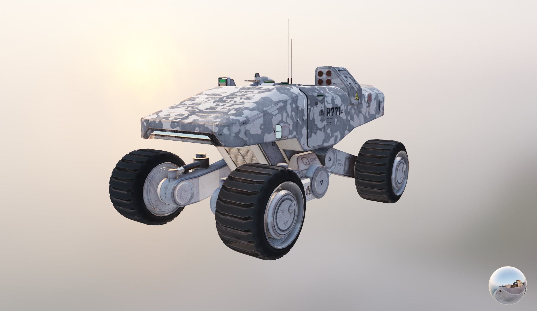 3D model Full Space Mars Colony Scene SI-FI and Military Vehicle Rover ...