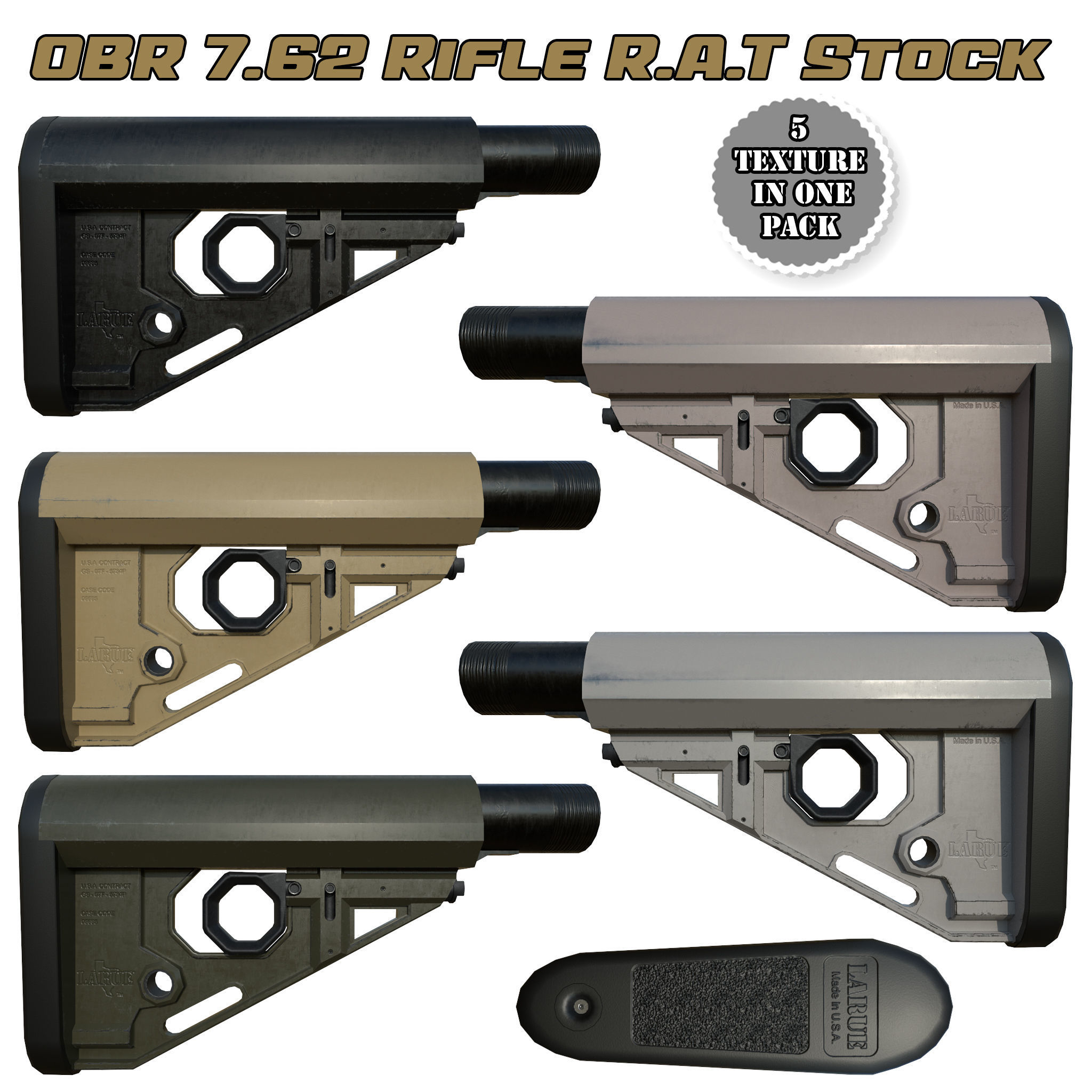 3D model LaRue Tactical RAT Stock PBR Low poly 3D Model VR / AR / low ...