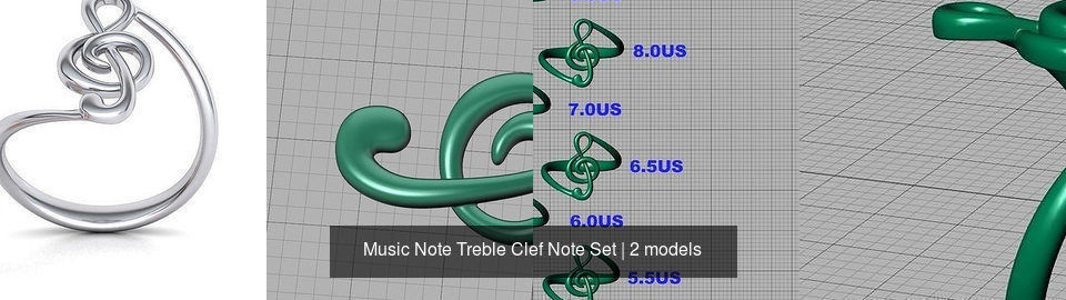 Music Note Treble Clef Note Set 3D Model Collection | CGTrader