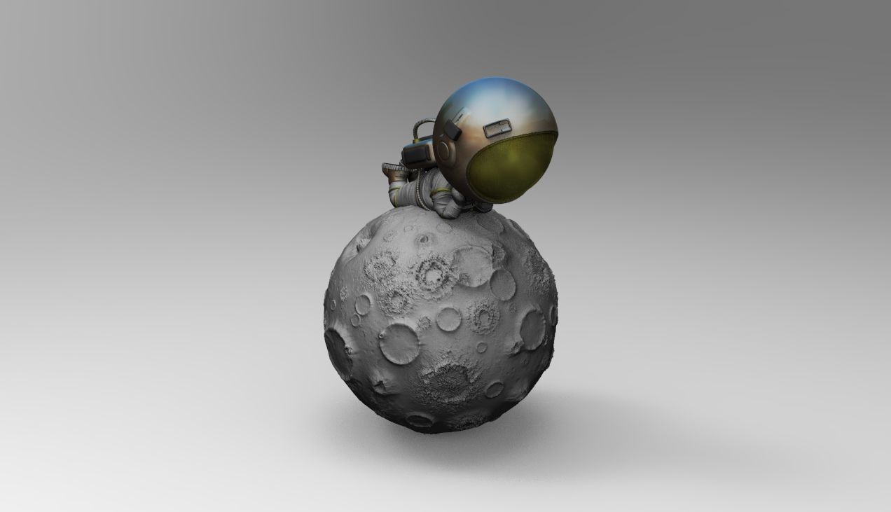 CUTE CHIBI SPACEMAN LYING ON MOON 3D PRINT MODEL 3D model 3D printable ...