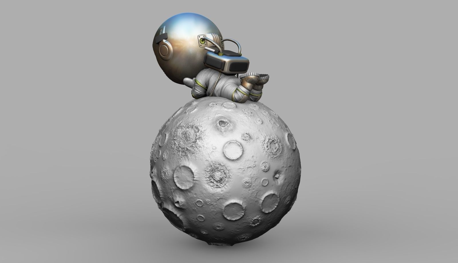 CUTE CHIBI SPACEMAN LYING ON MOON 3D PRINT MODEL 3D model 3D printable ...
