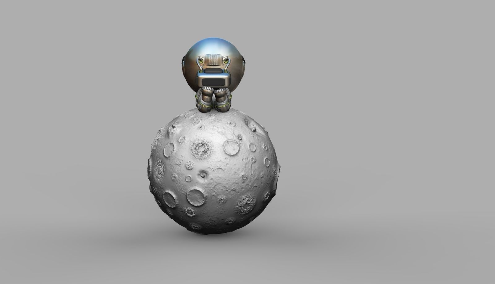 CUTE CHIBI SPACEMAN LYING ON MOON 3D PRINT MODEL 3D model 3D printable ...