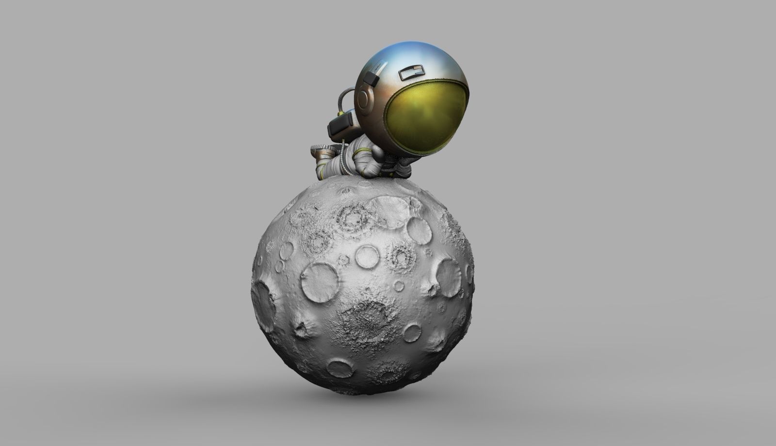 CUTE CHIBI SPACEMAN LYING ON MOON 3D PRINT MODEL 3D model 3D printable ...