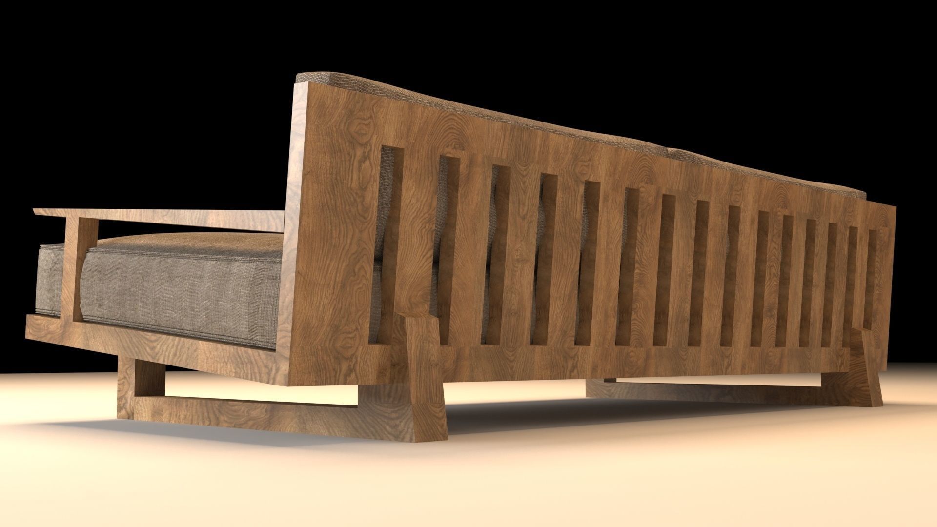 simple wooden sofa 3D model | CGTrader