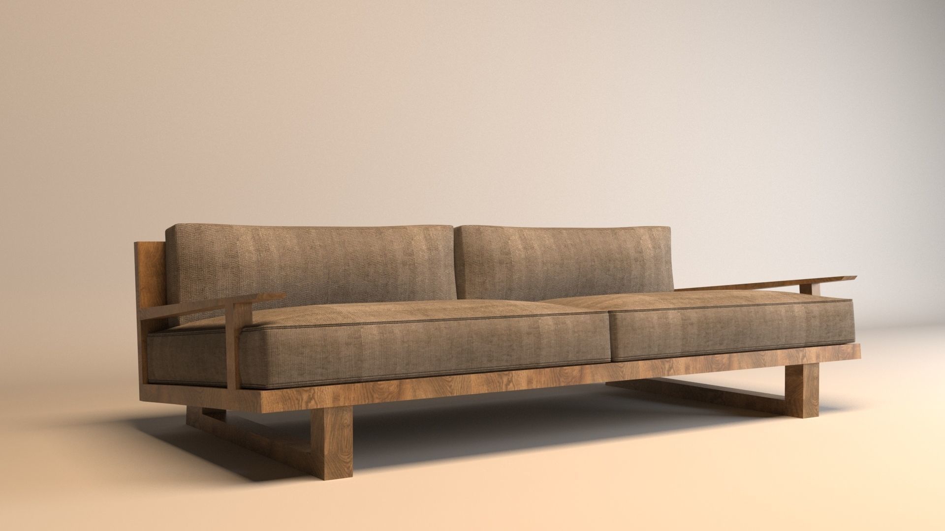 simple wooden sofa 3D model | CGTrader