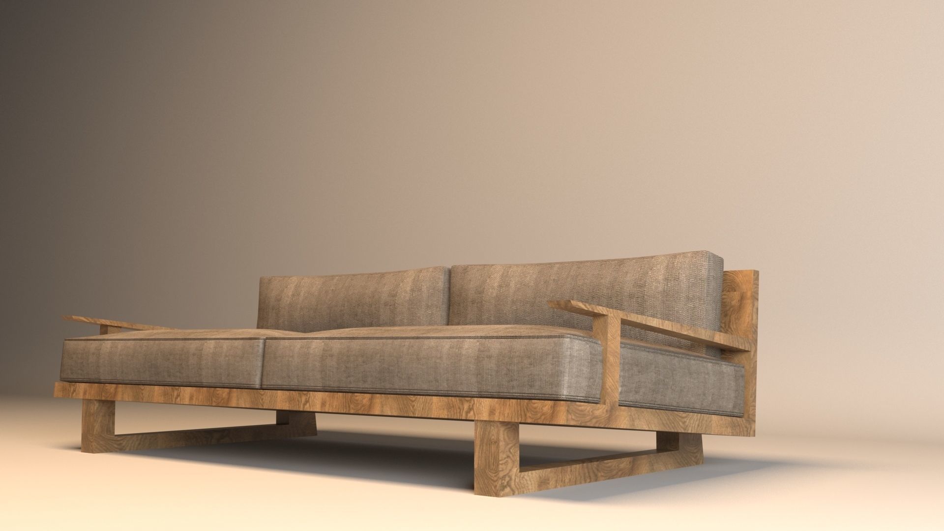simple wooden sofa 3D model | CGTrader