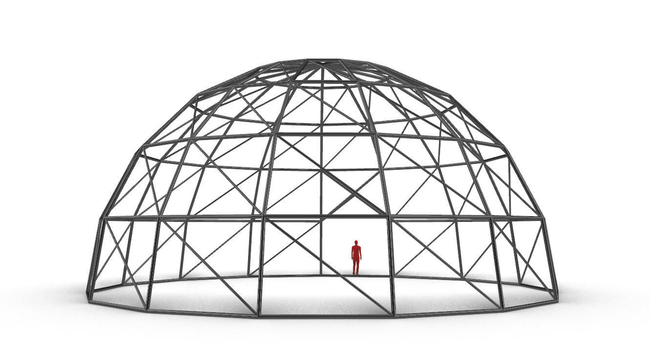 Dome wire-frame structure with Diagonal reinforcement and entry 3D ...
