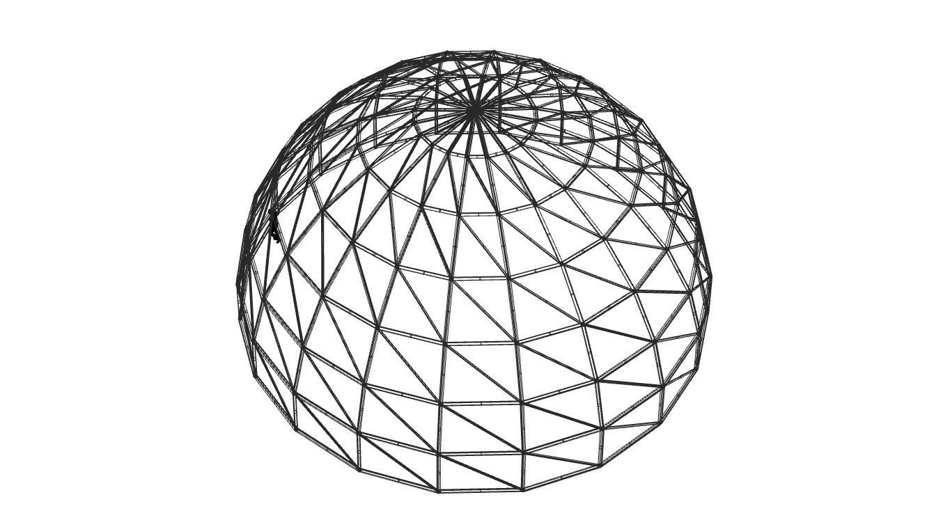 Dome wire-frame structure with Diagonal reinforcement v2 3D model ...