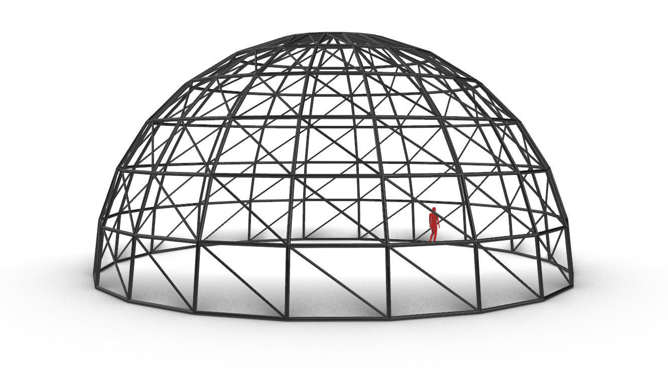 Dome wire-frame structure with Diagonal reinforcement v2 3D model ...