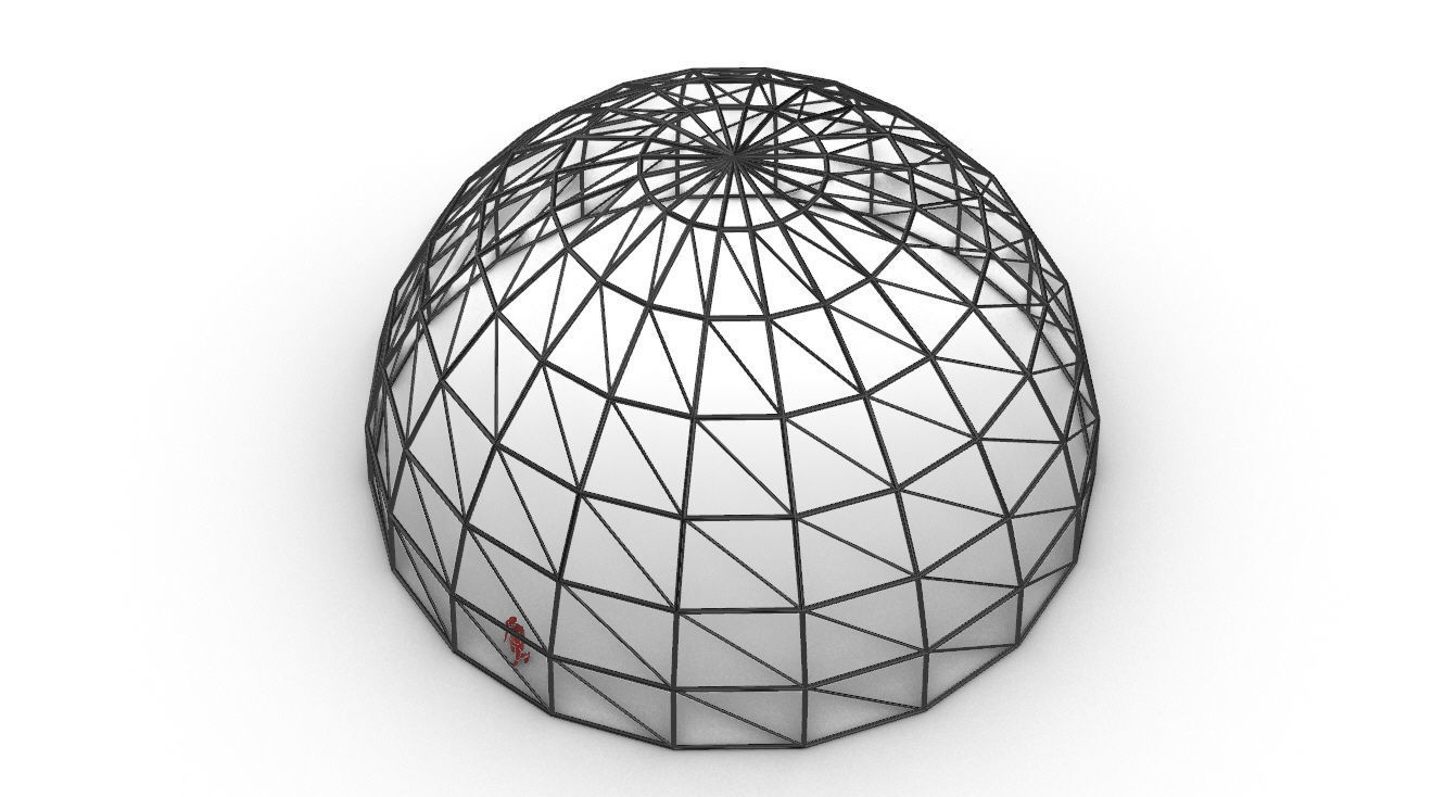 Dome wire-frame structure with Diagonal reinforcement v2 3D model ...