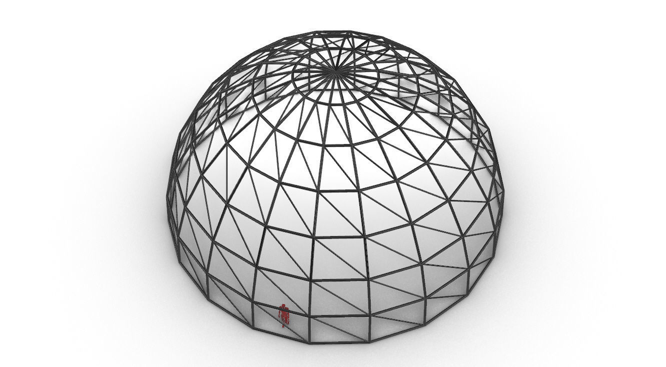 Dome wire-frame structure with Diagonal reinforcement v2 3D model ...