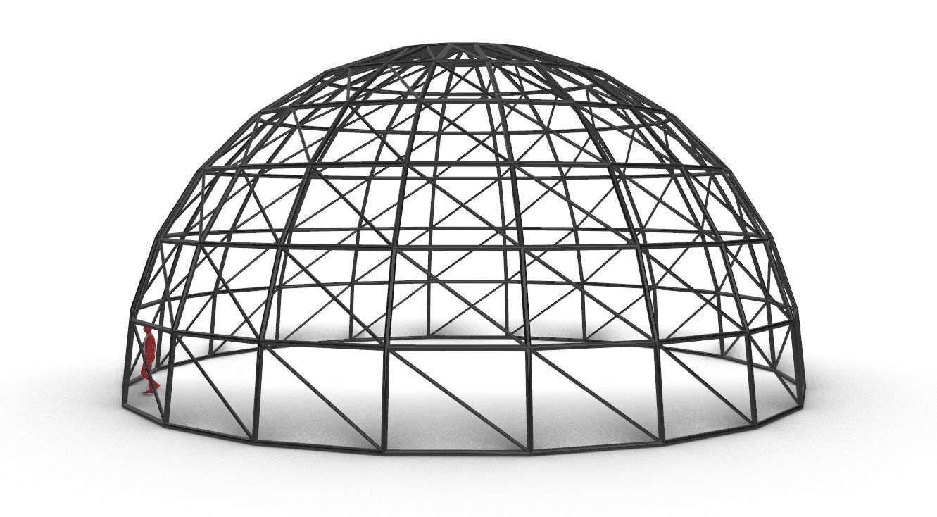 Dome wire-frame structure with Diagonal reinforcement v2 3D model ...