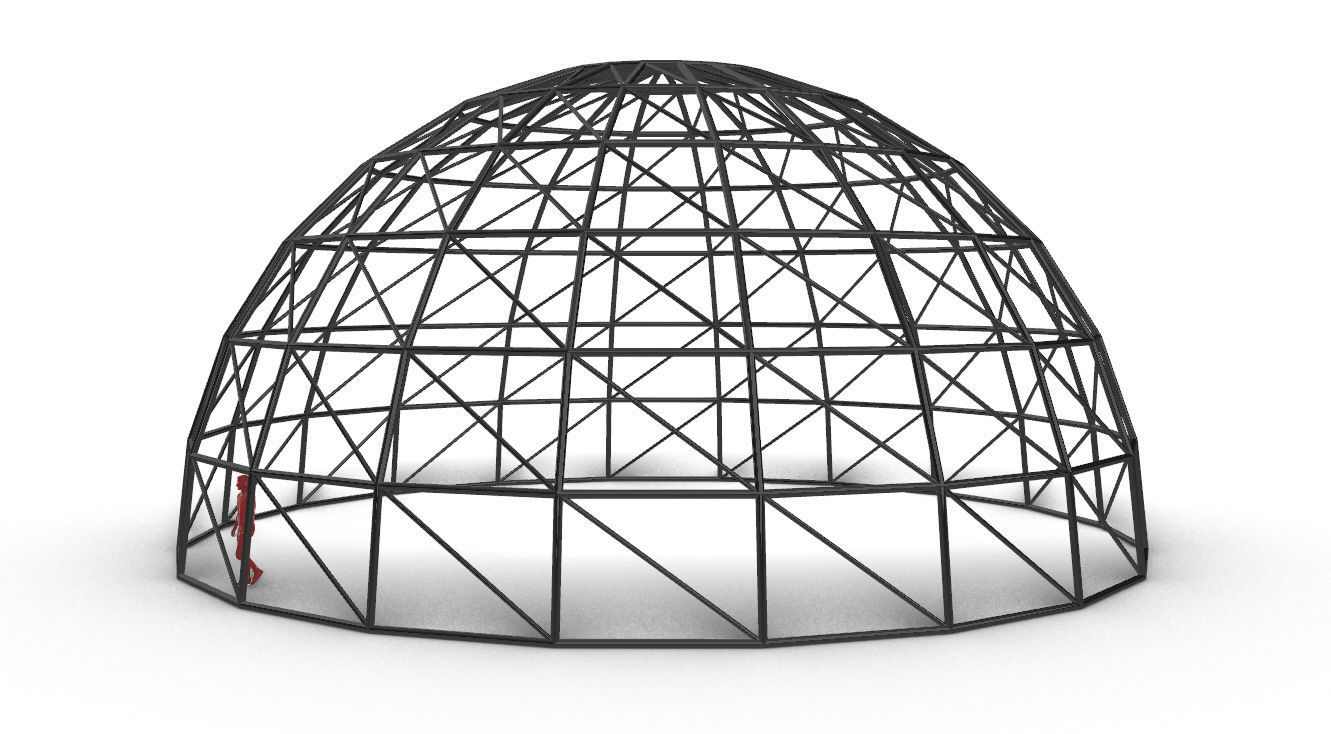 Dome wire-frame structure with Diagonal reinforcement v2 3D model ...