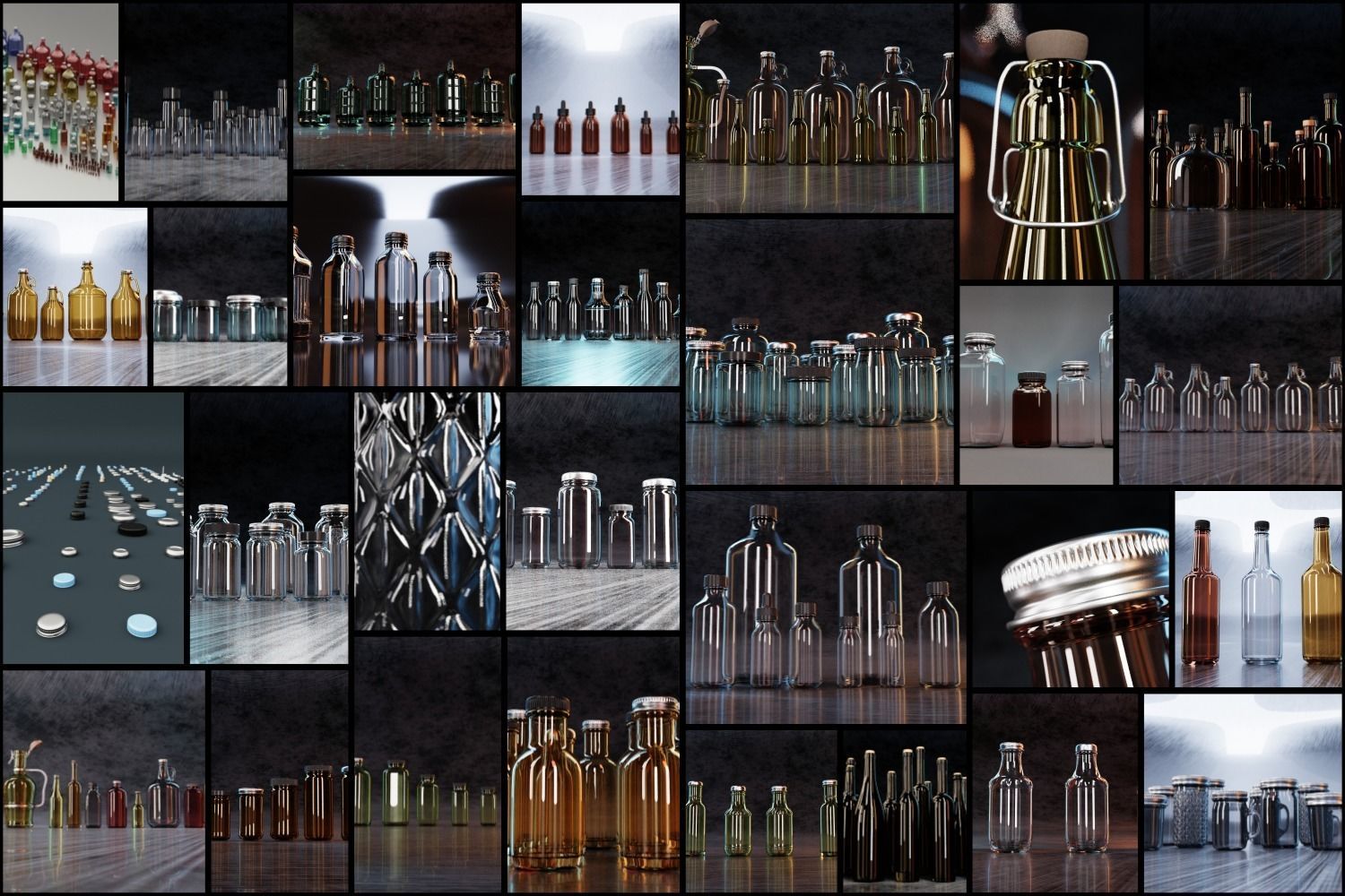 3D GLASS BOTTLES HQ CONTAINER PACK for Blender PROMO half price 3D ...