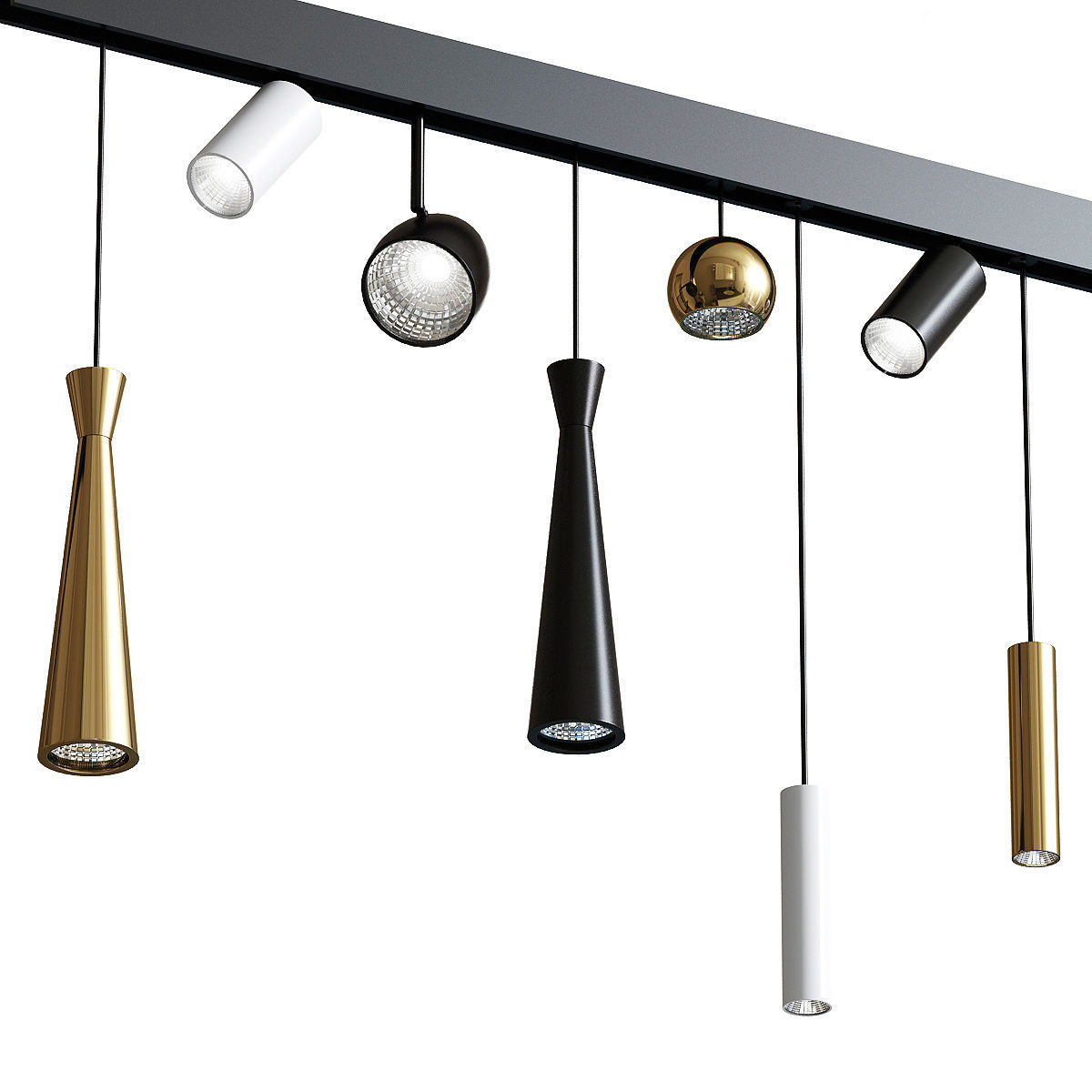 Ceiling Track light Set 3D model | CGTrader