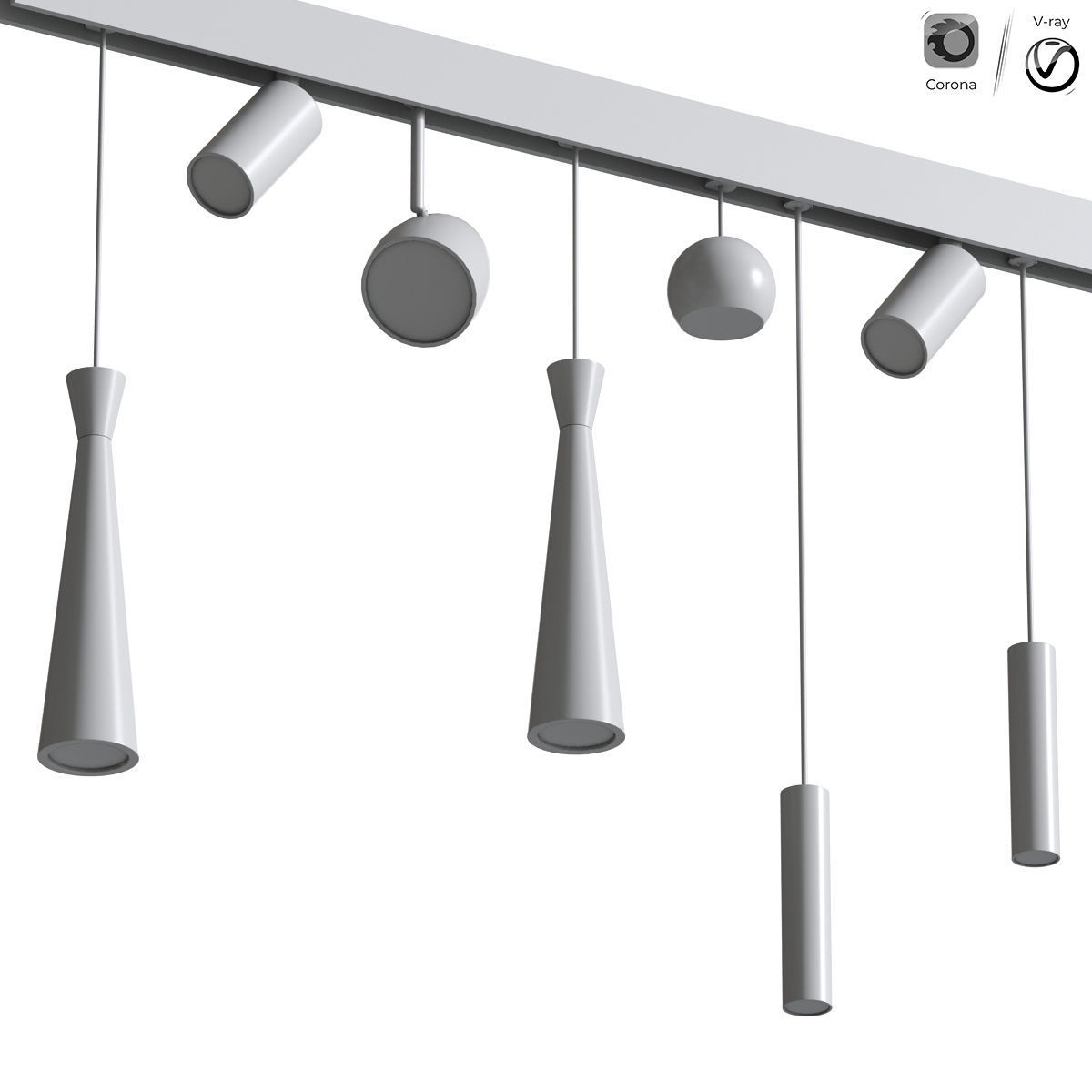Ceiling Track light Set 3D model | CGTrader