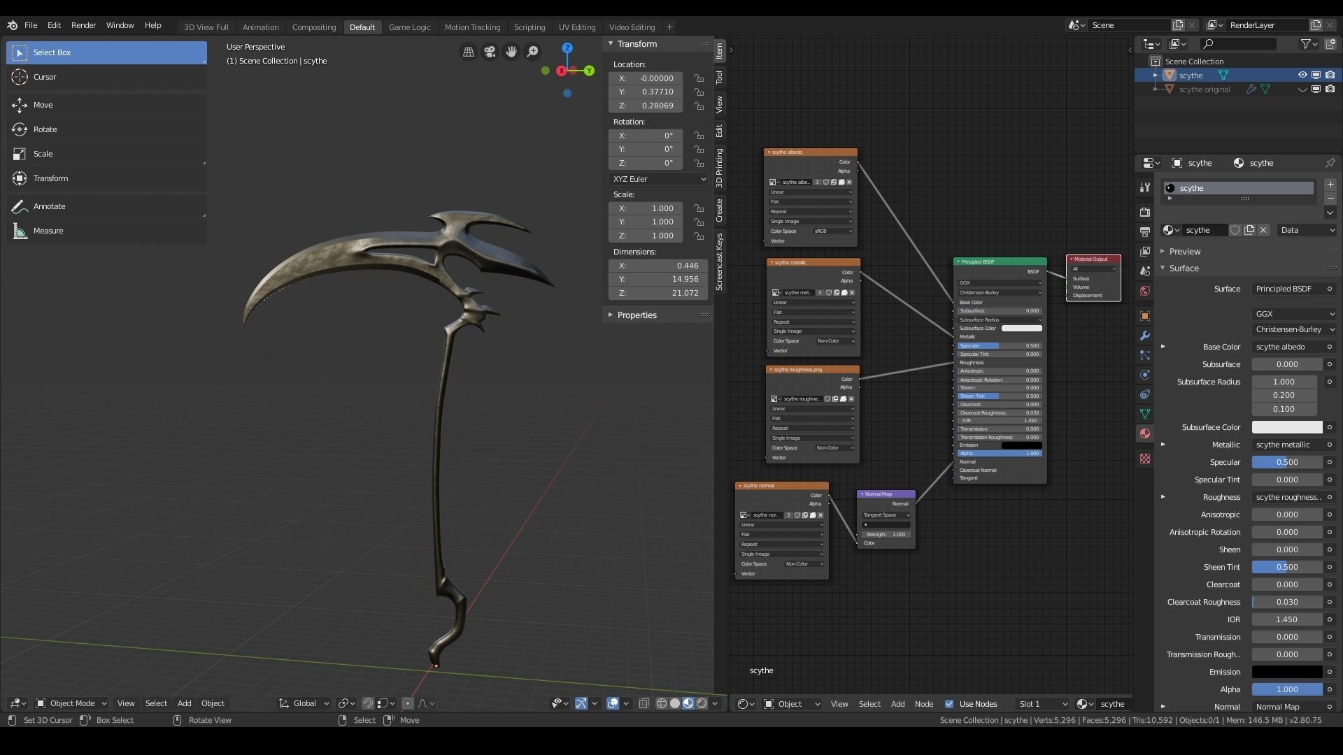 3D model Fantasy Scythe VR / AR / low-poly | CGTrader