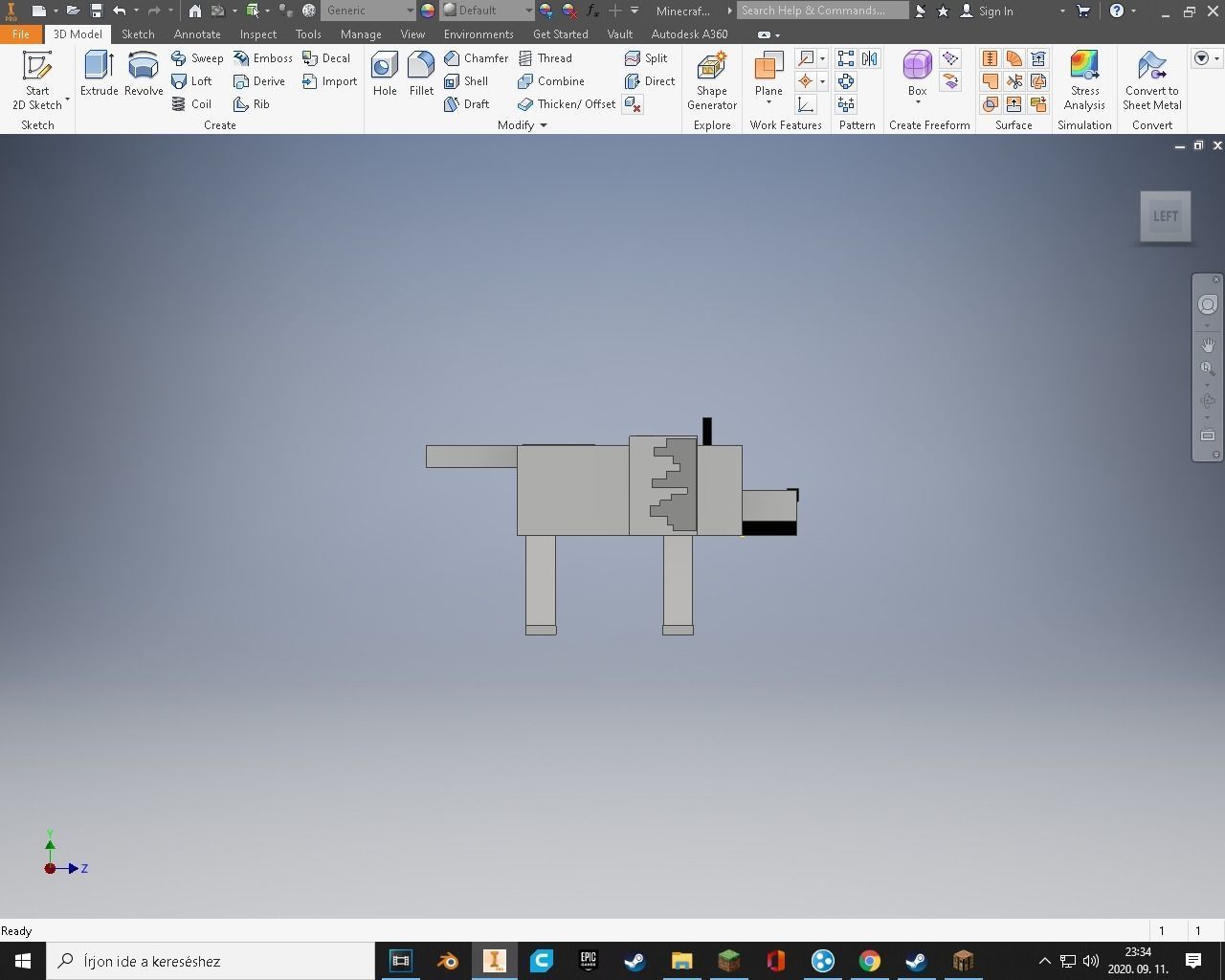 Minecraft Tamed Wolf 3D model 3D printable | CGTrader
