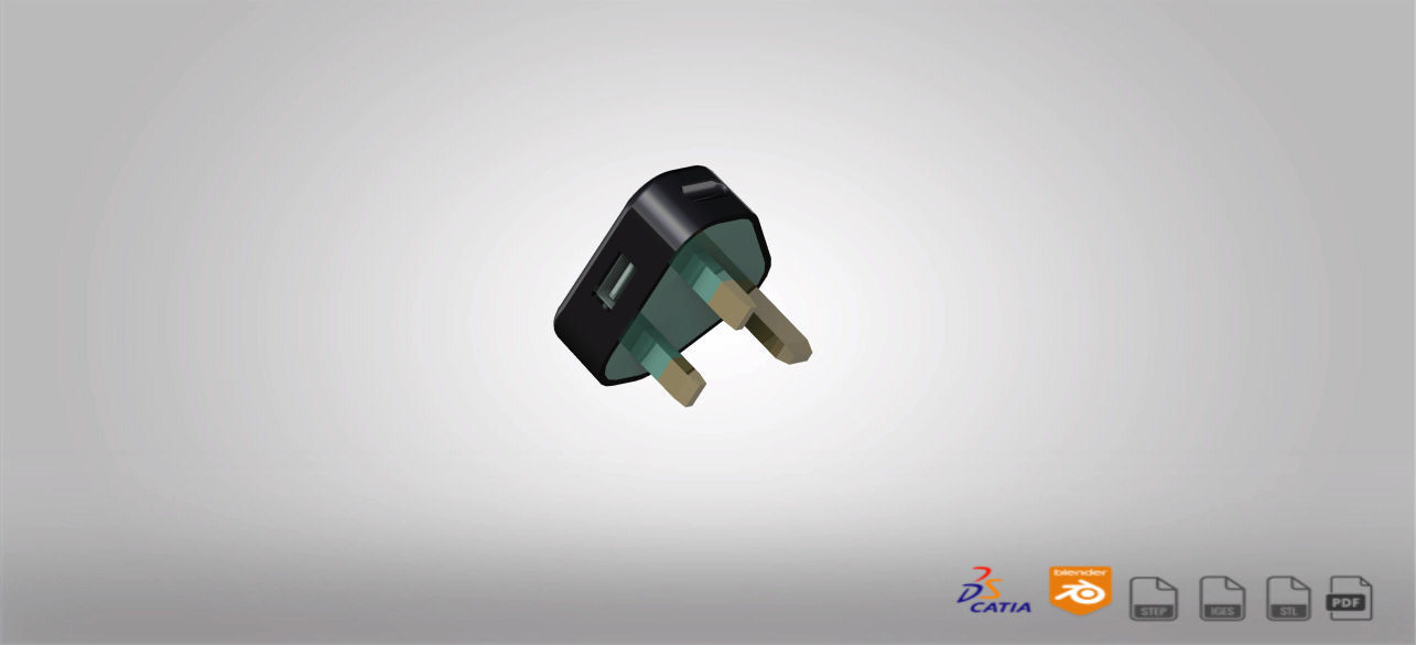 UK 3 PIN PLUG 5V USB OUTPUT 3D model | CGTrader