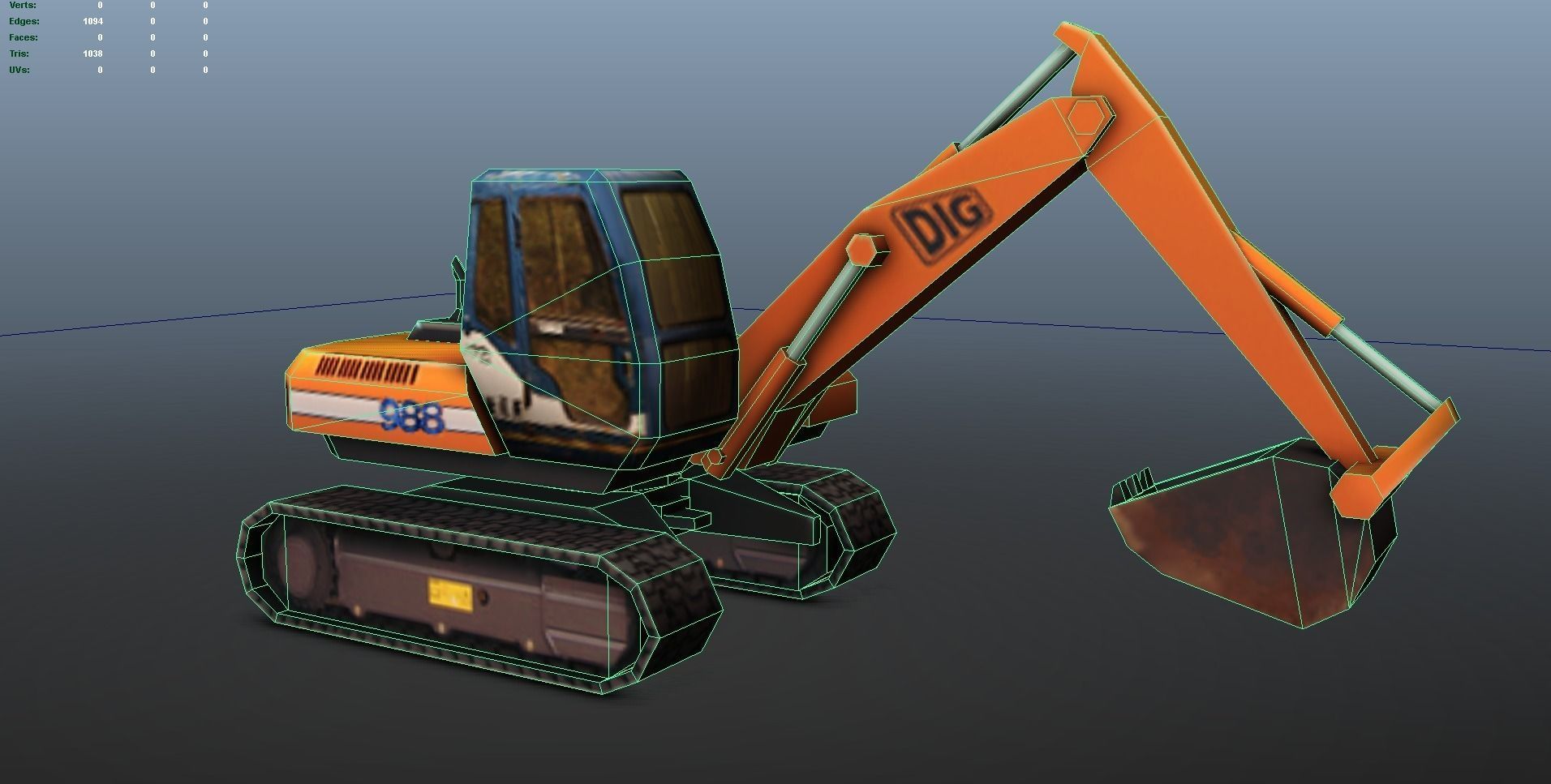 3D model Digger - low poly orange excavator VR / AR / low-poly | CGTrader