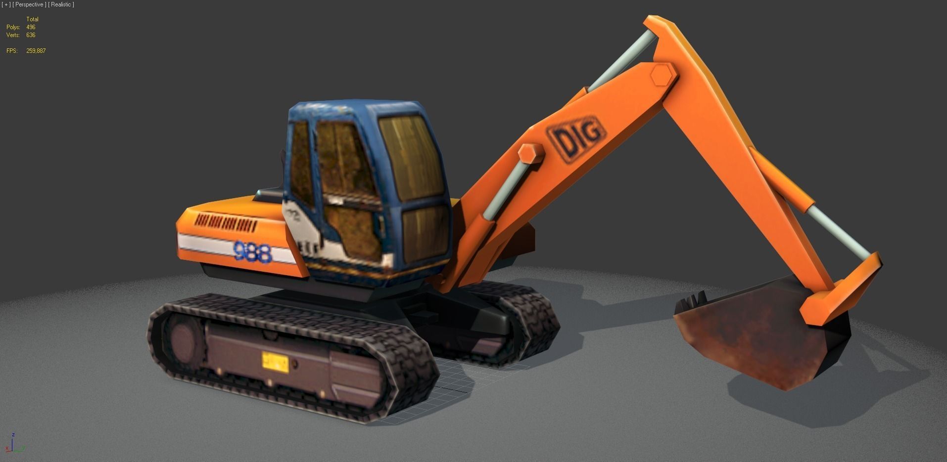 3D model Digger - low poly orange excavator VR / AR / low-poly | CGTrader