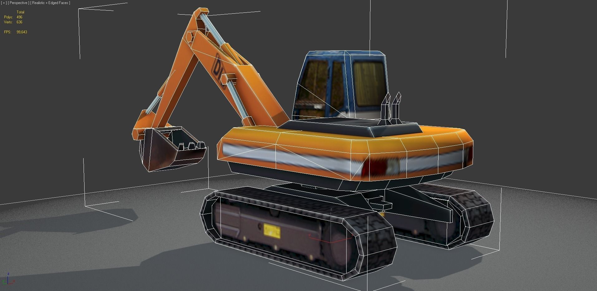 3D model Digger - low poly orange excavator VR / AR / low-poly | CGTrader