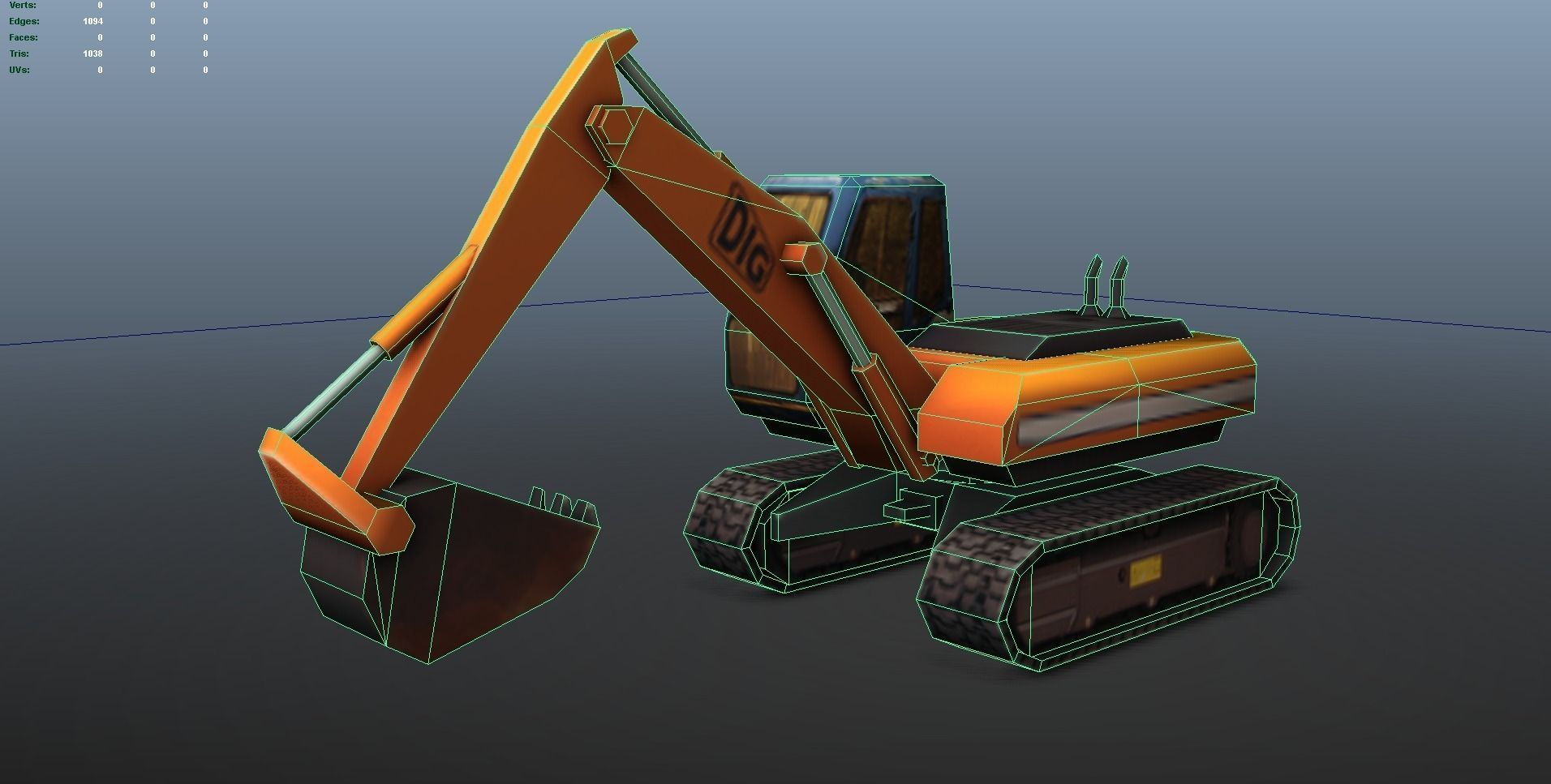3D model Digger - low poly orange excavator VR / AR / low-poly | CGTrader