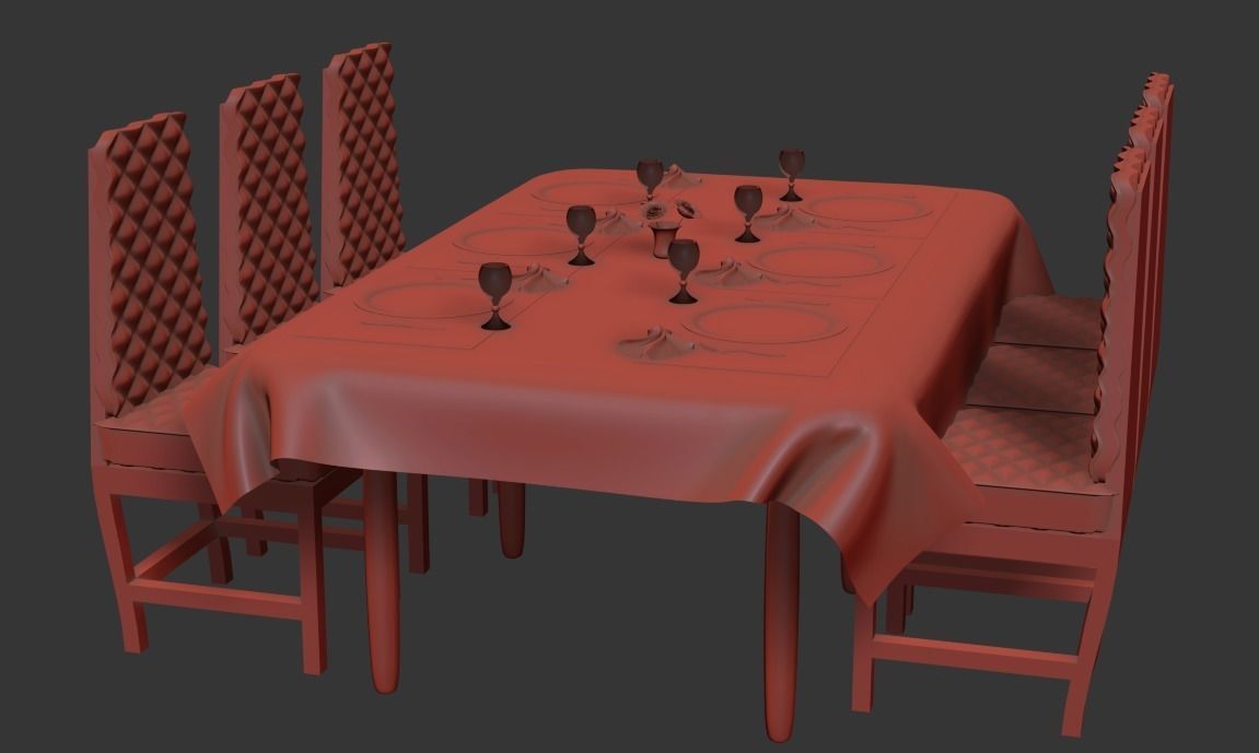 dining table-table set free VR / AR / low-poly 3D model | CGTrader