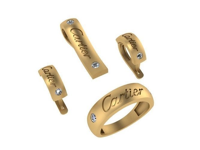 Catriere set personalized cartier ring with diamonds 3D model | CGTrader