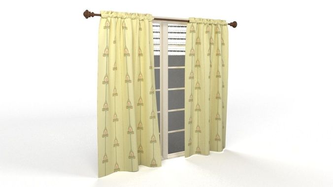 Curtains window free 3D model | CGTrader