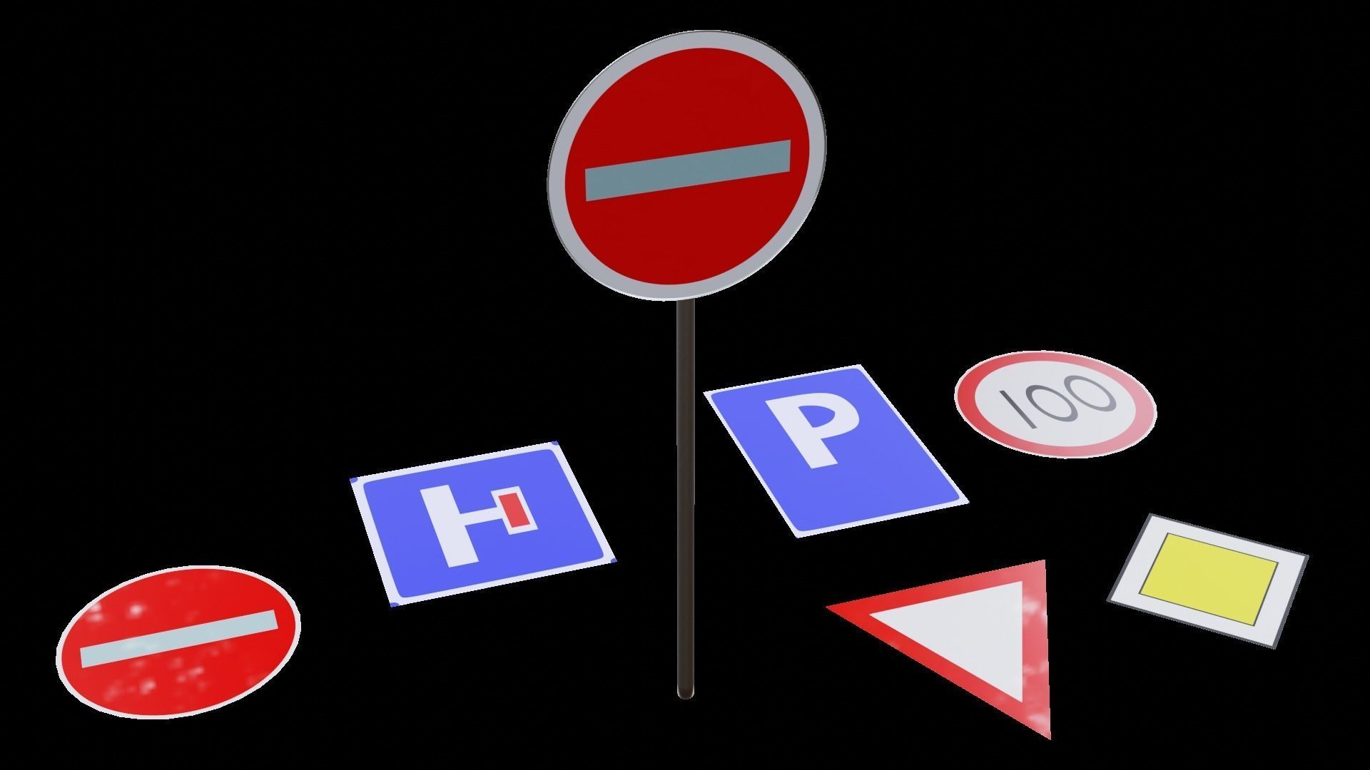Traffic road signs - used NODES func only free VR / AR / low-poly 3D ...