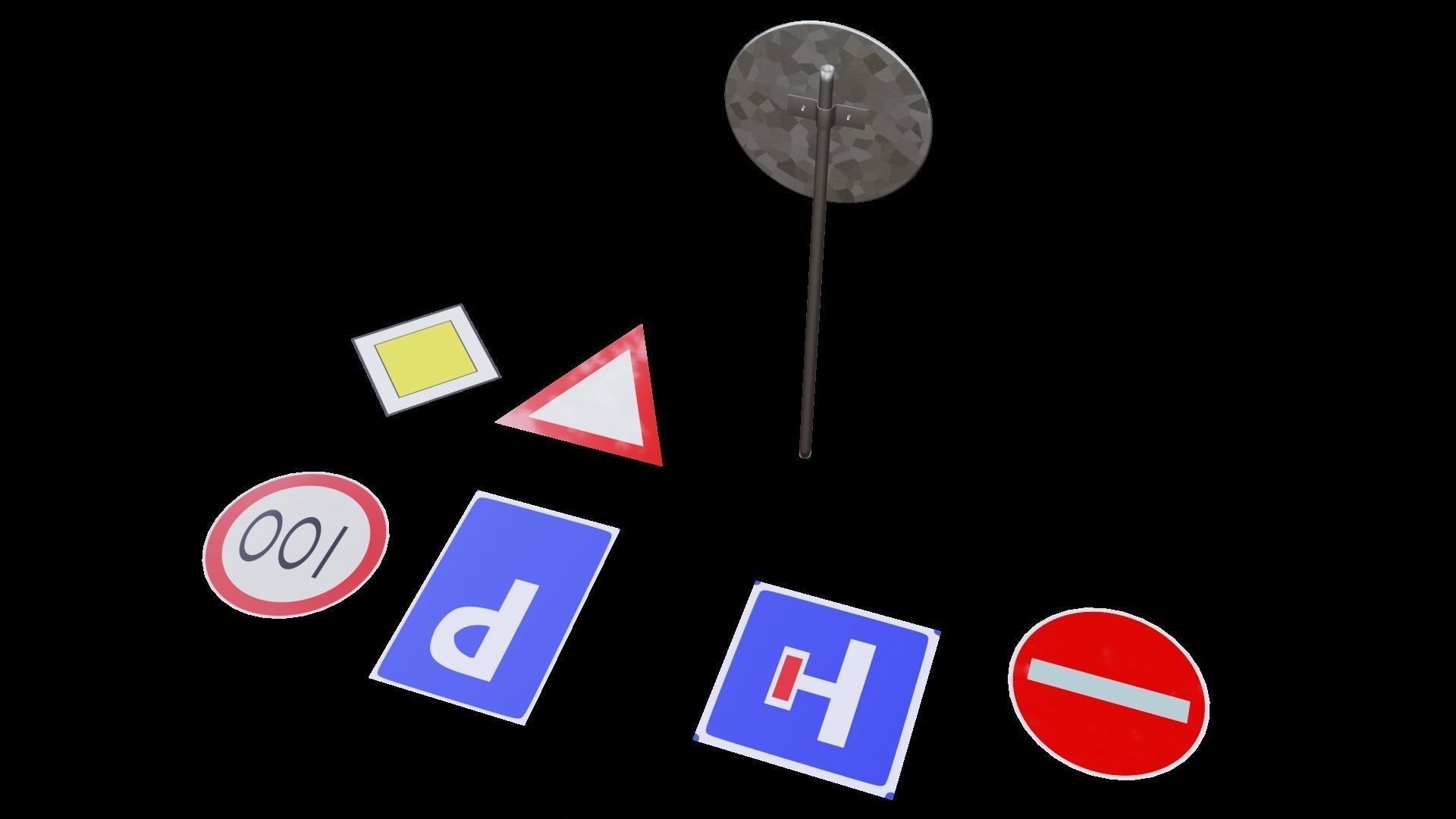 Traffic road signs - used NODES func only free VR / AR / low-poly 3D ...