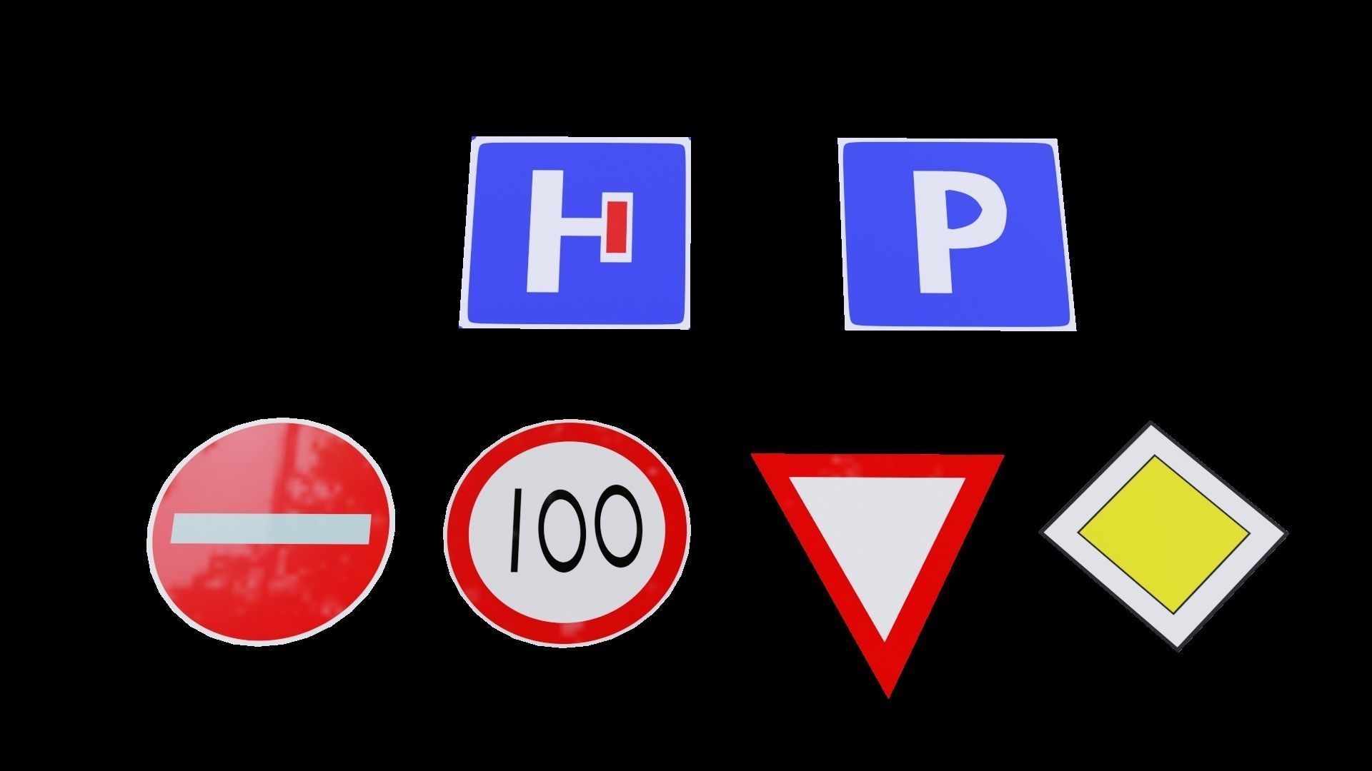 Traffic road signs - used NODES func only free VR / AR / low-poly 3D ...