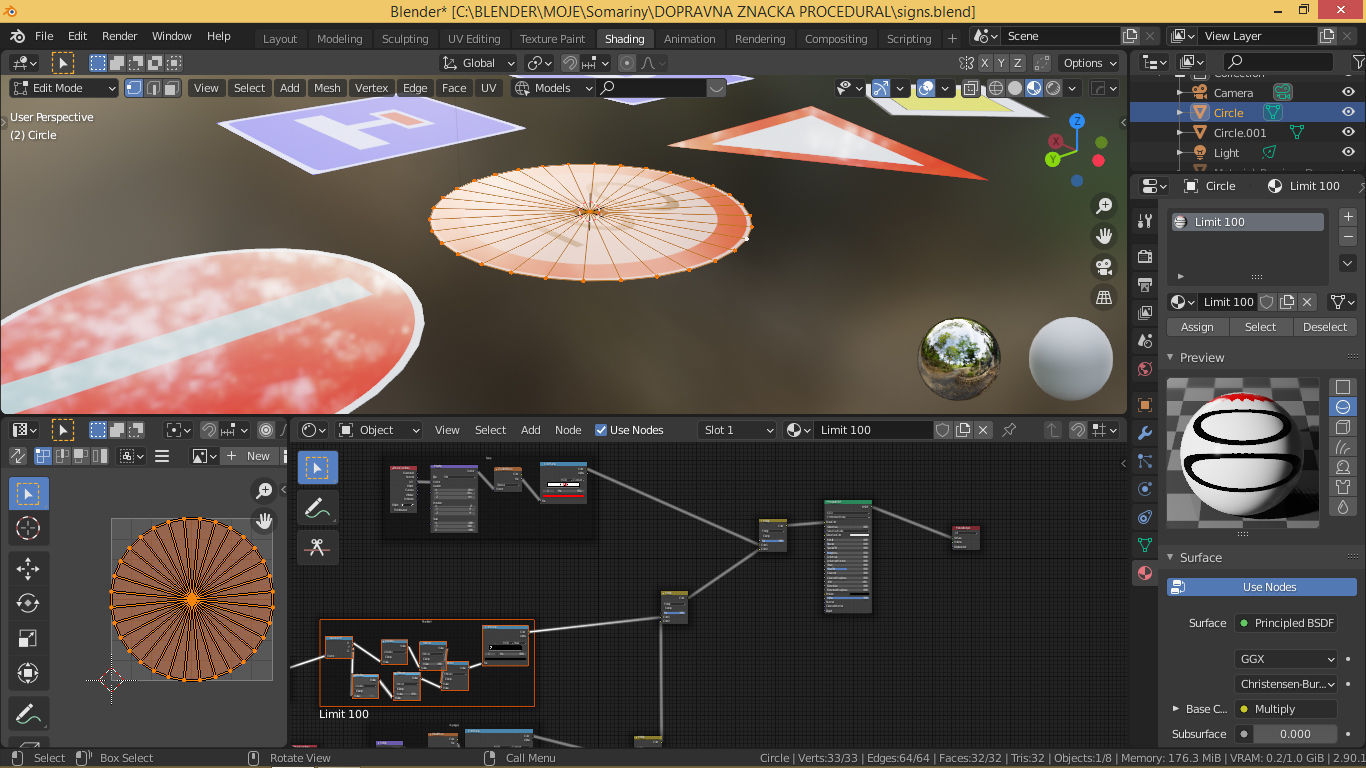 Traffic road signs - used NODES func only free VR / AR / low-poly 3D ...
