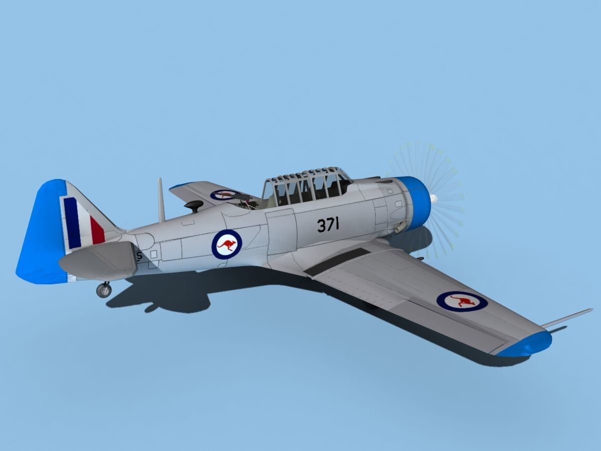 North American AT-6 Texan V20 RAAF 3D model animated rigged | CGTrader