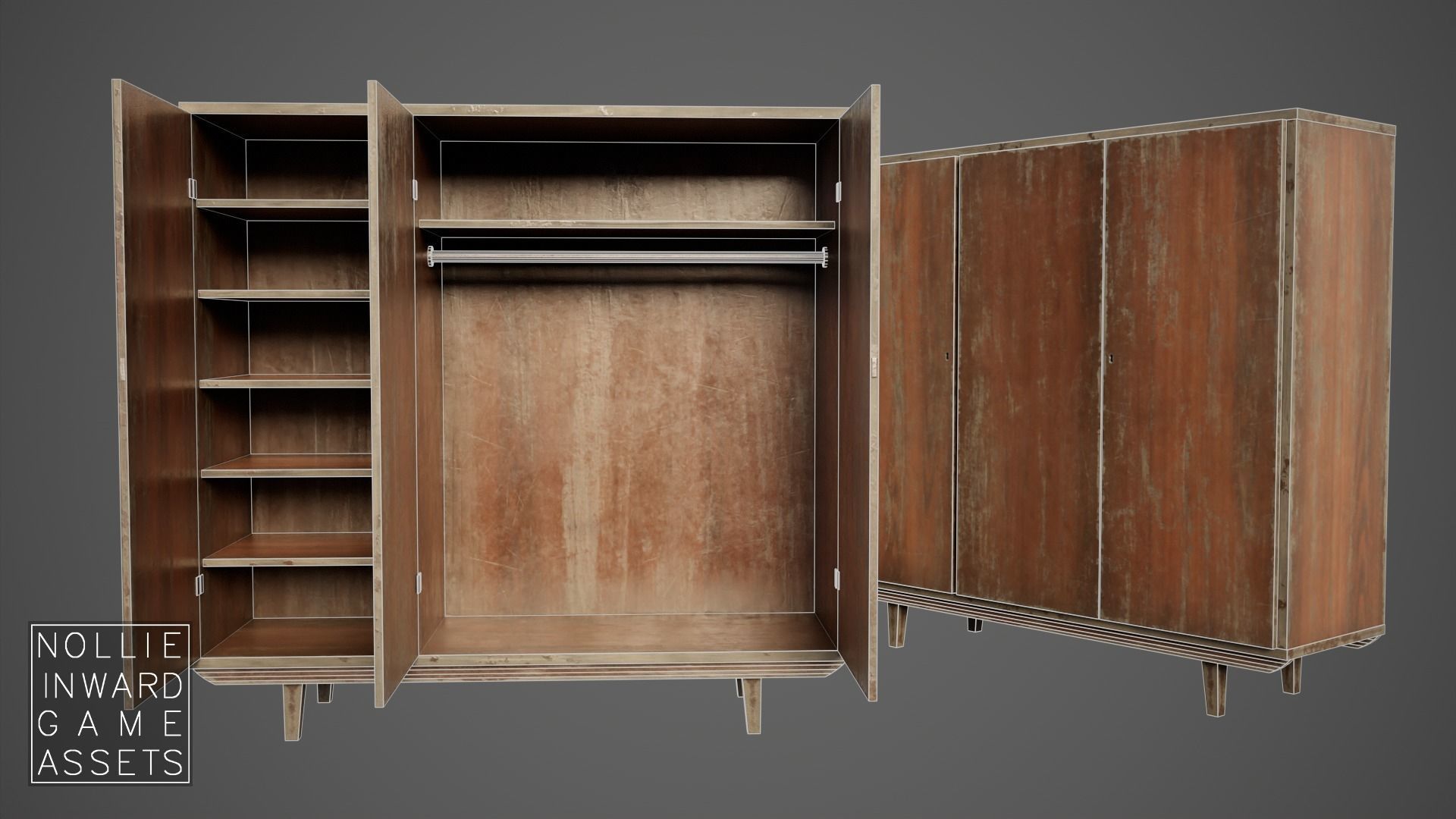 3D model Soviet Wardrobe Variant 1 Damaged VR / AR / low-poly | CGTrader