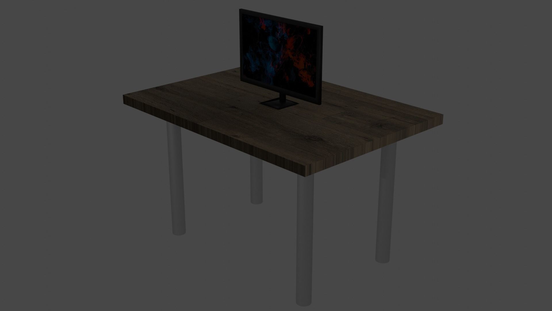 Monitor on a table 3D model | CGTrader