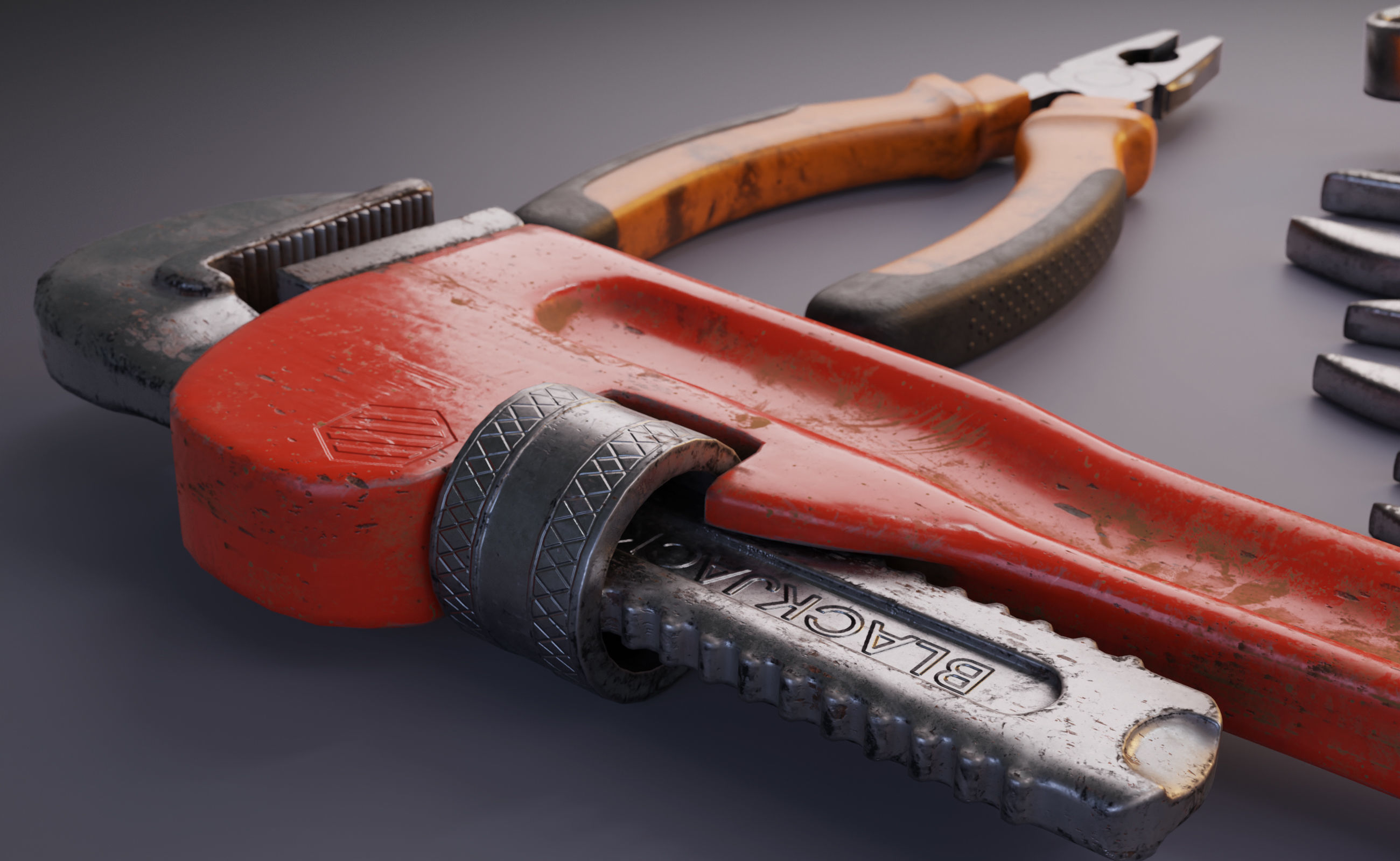 Tools wrenches and pliers free 3D model rigged | CGTrader
