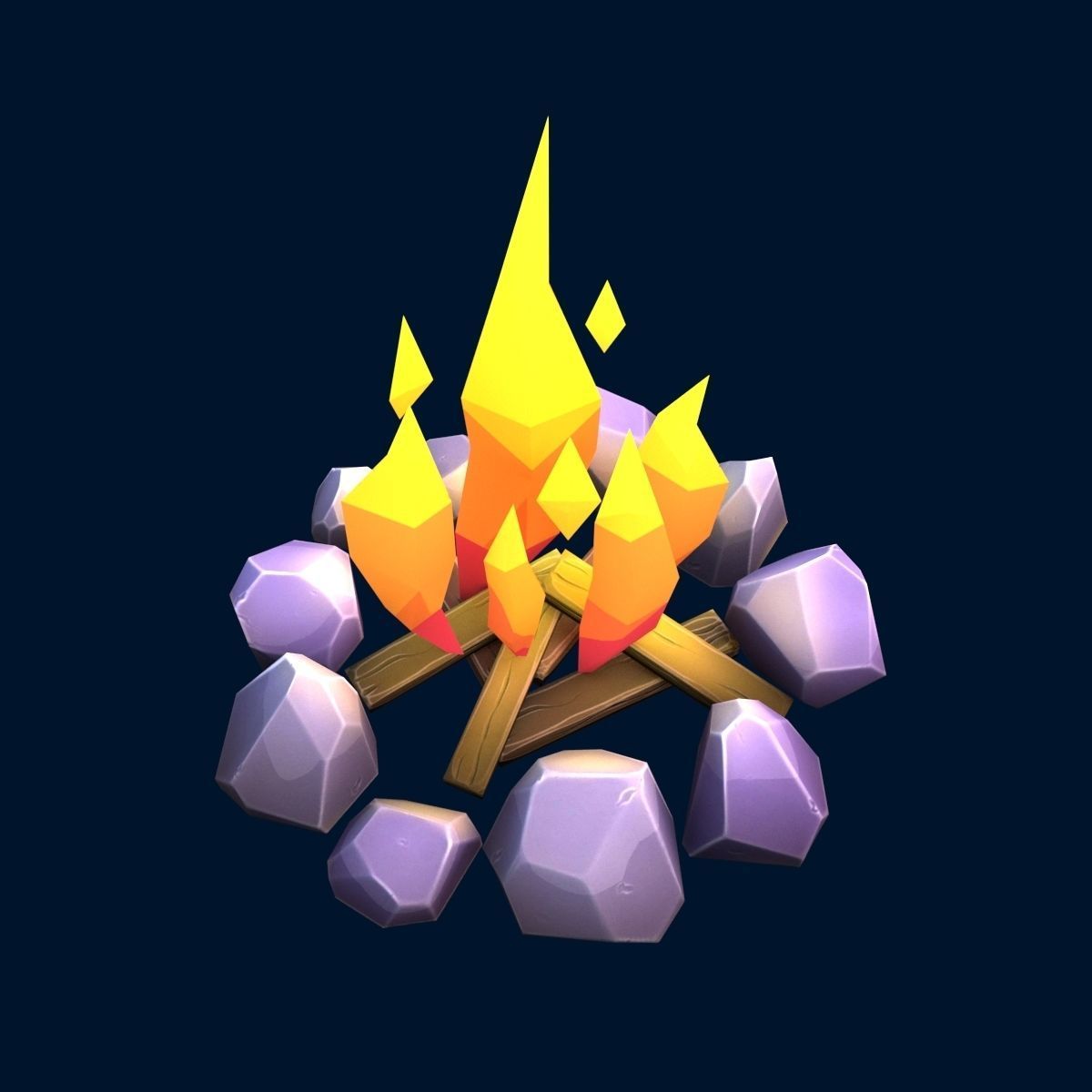 3D model Stylized bonfire VR / AR / low-poly | CGTrader