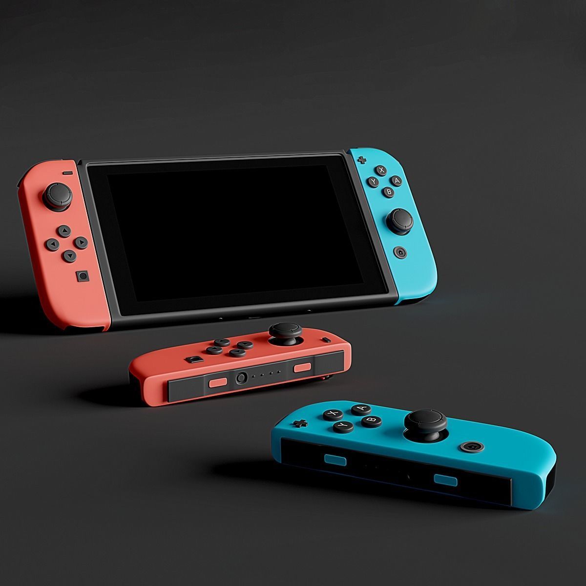 Nintendo Switch with JoyCons RED-CYAN-GREY 3D model | CGTrader