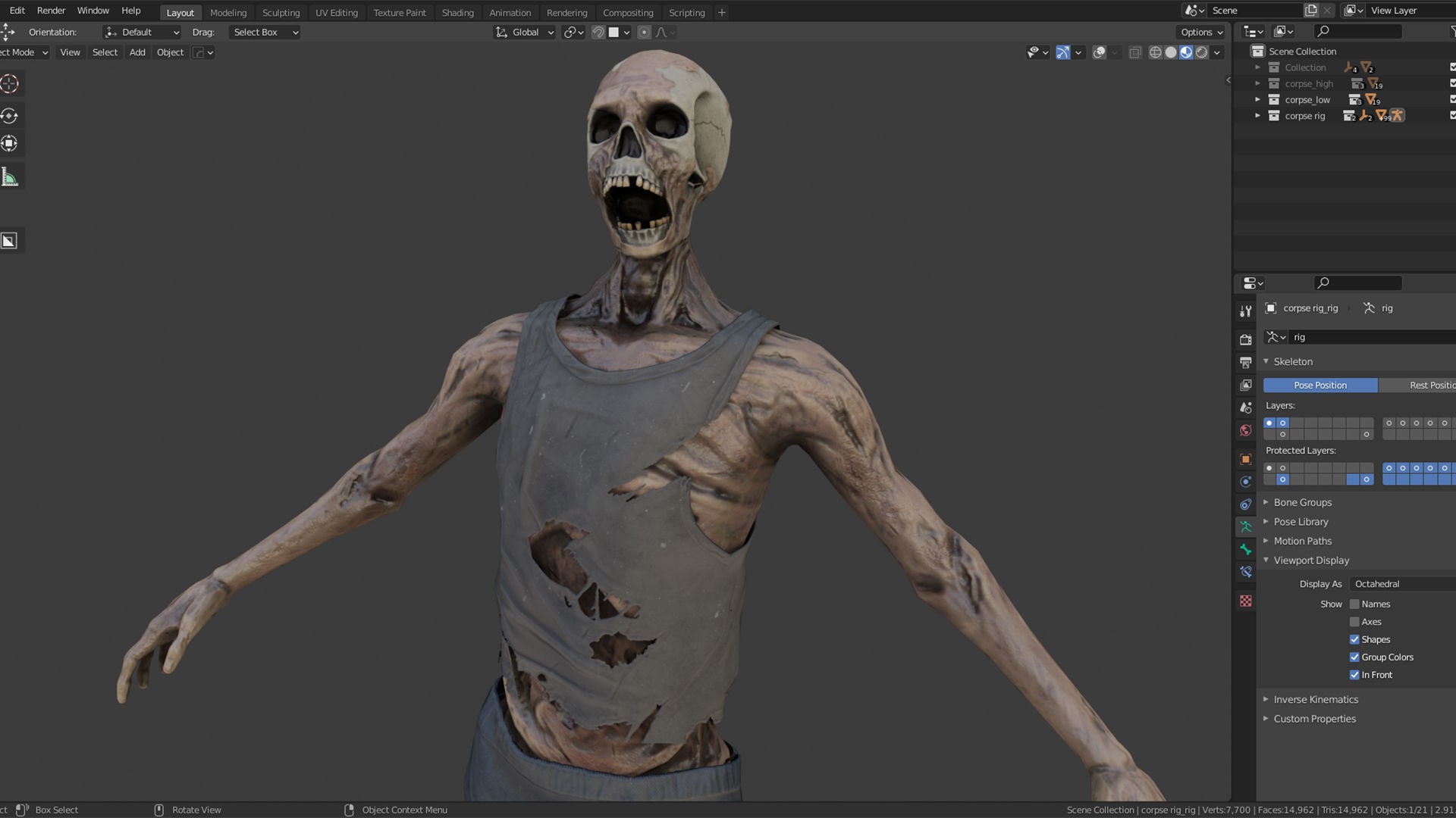3D model CORPSE VR / AR / low-poly rigged animated | CGTrader