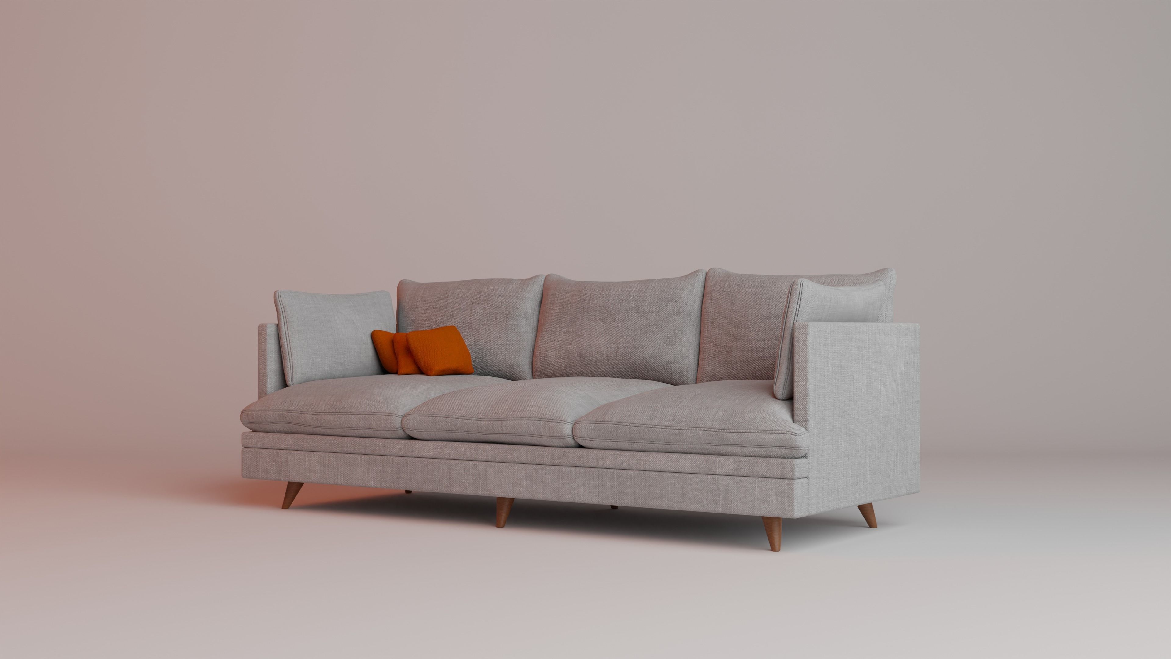 3d couch model with orange cushion free 3D model | CGTrader