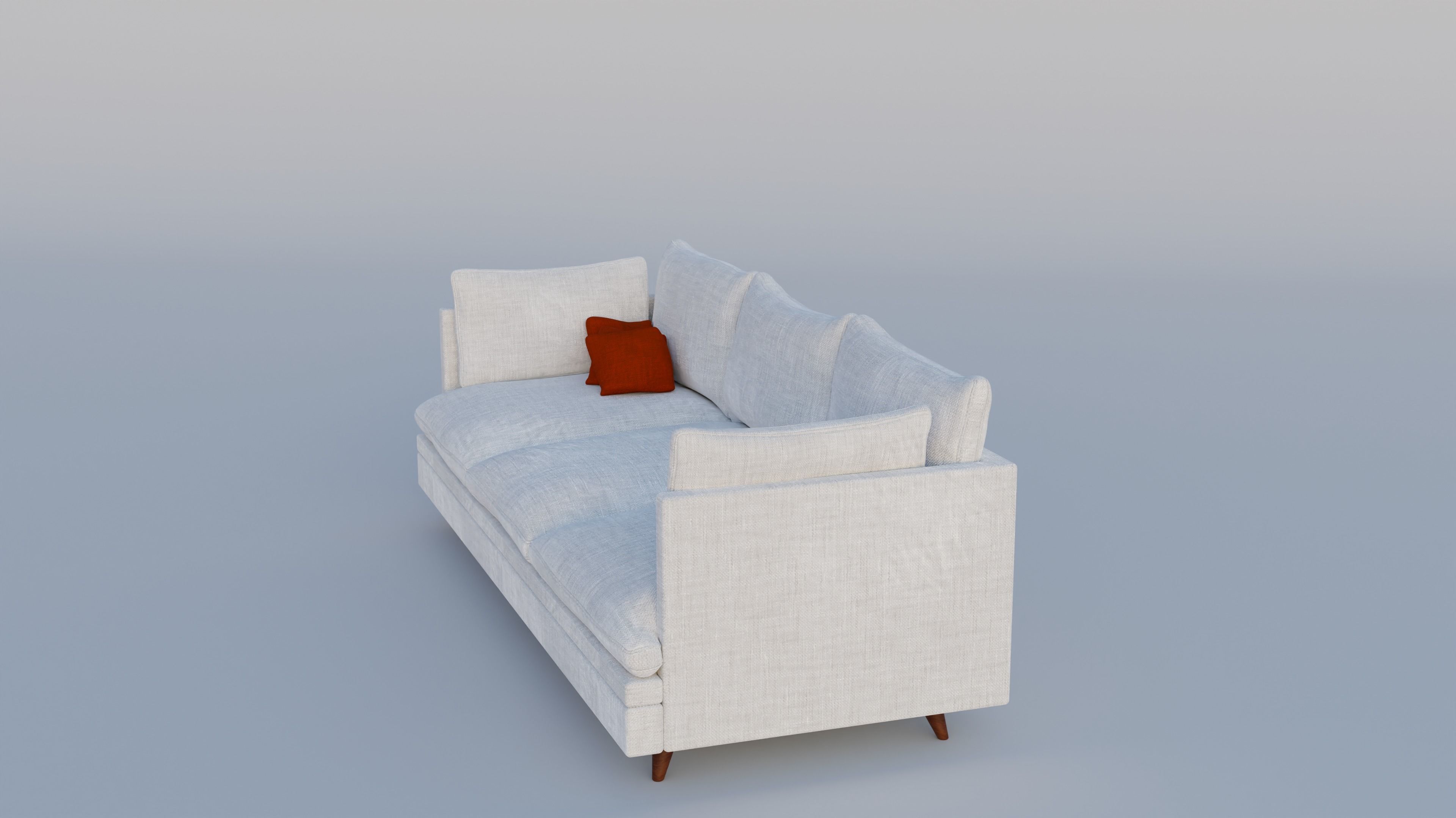 3d couch model with orange cushion free 3D model | CGTrader
