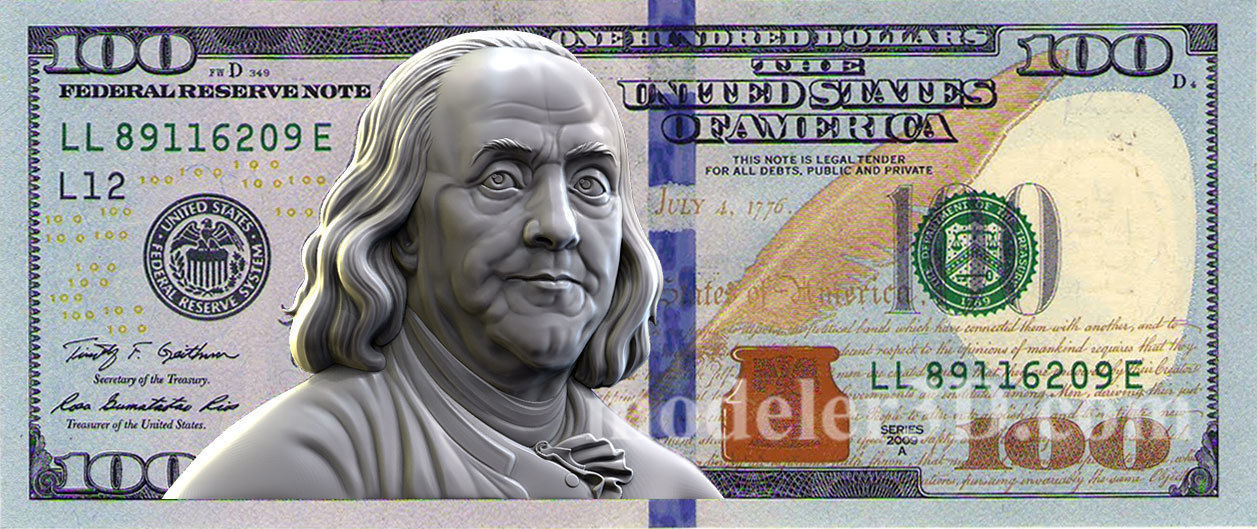 Benjamin Franklin bas relief 3d 3D model 3D printable | CGTrader