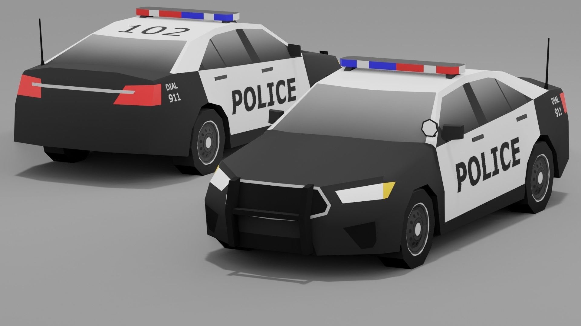 3D model Low Poly Police car pack VR / AR / low-poly | CGTrader