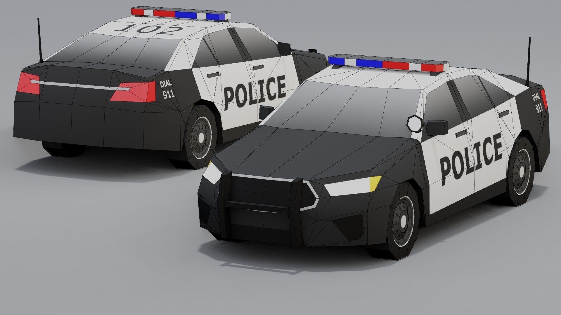 3D model Low Poly Police car pack VR / AR / low-poly | CGTrader