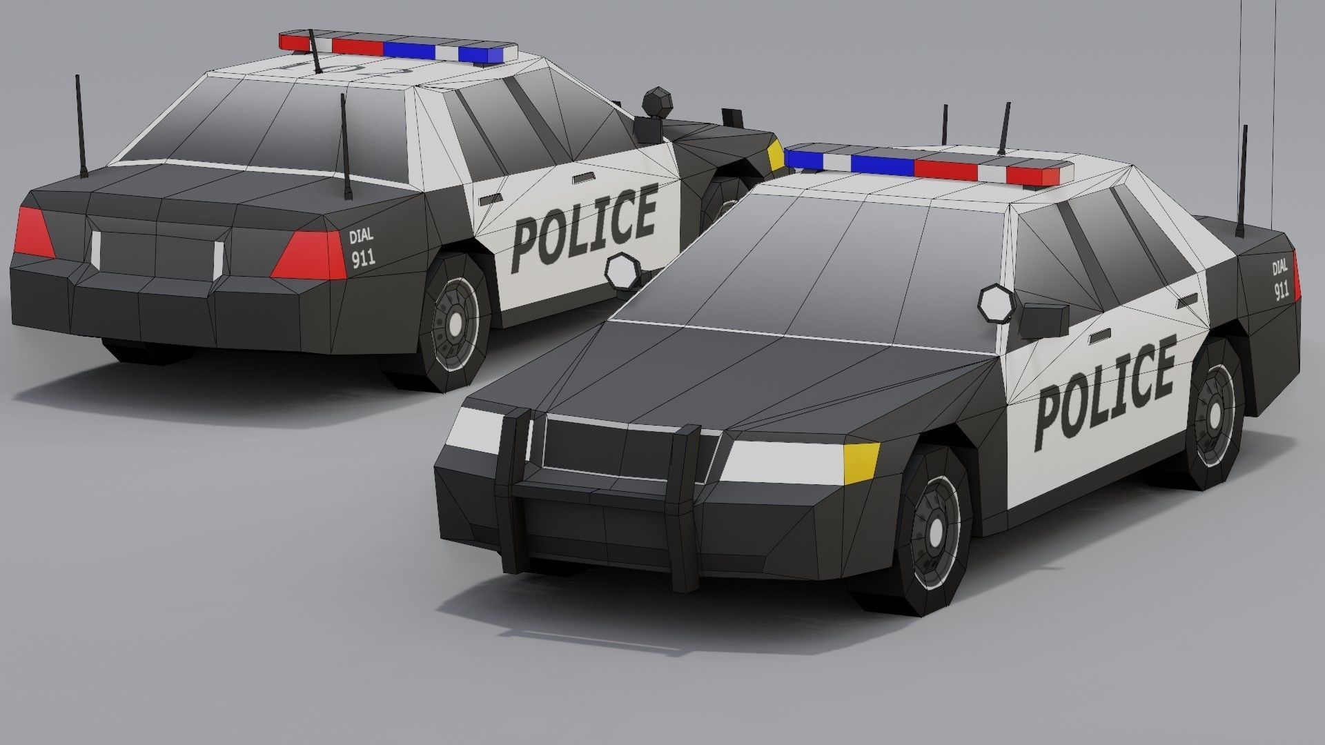 3D model Low Poly Police car pack VR / AR / low-poly | CGTrader