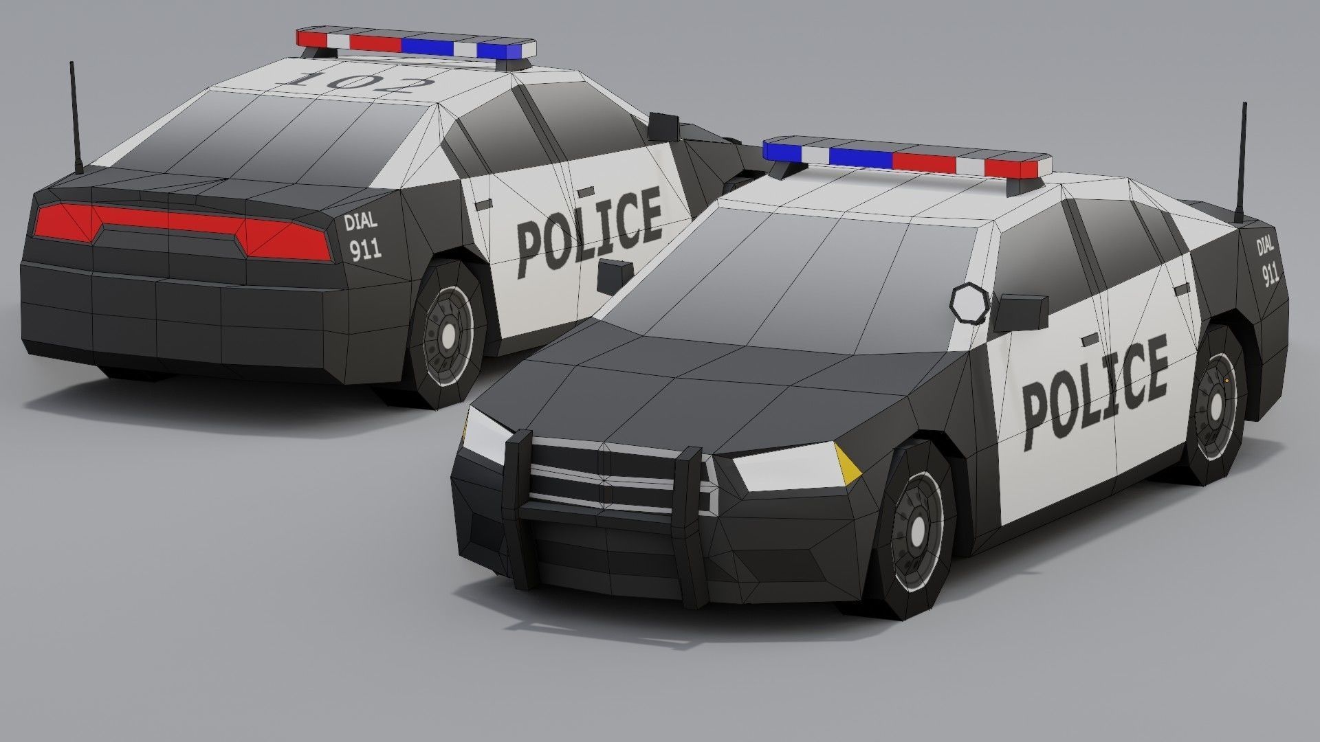 3D model Low Poly Police car pack VR / AR / low-poly | CGTrader